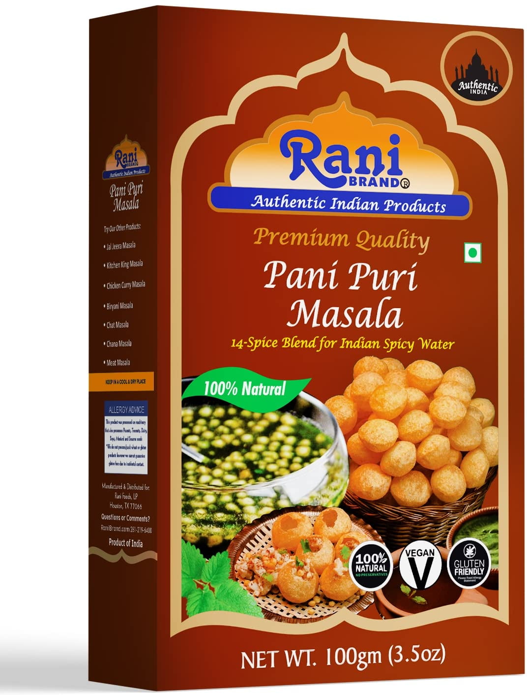 Rani Pani Puri Masala (14-Spice Blend for Indian Spicy Water) 3.5oz ...