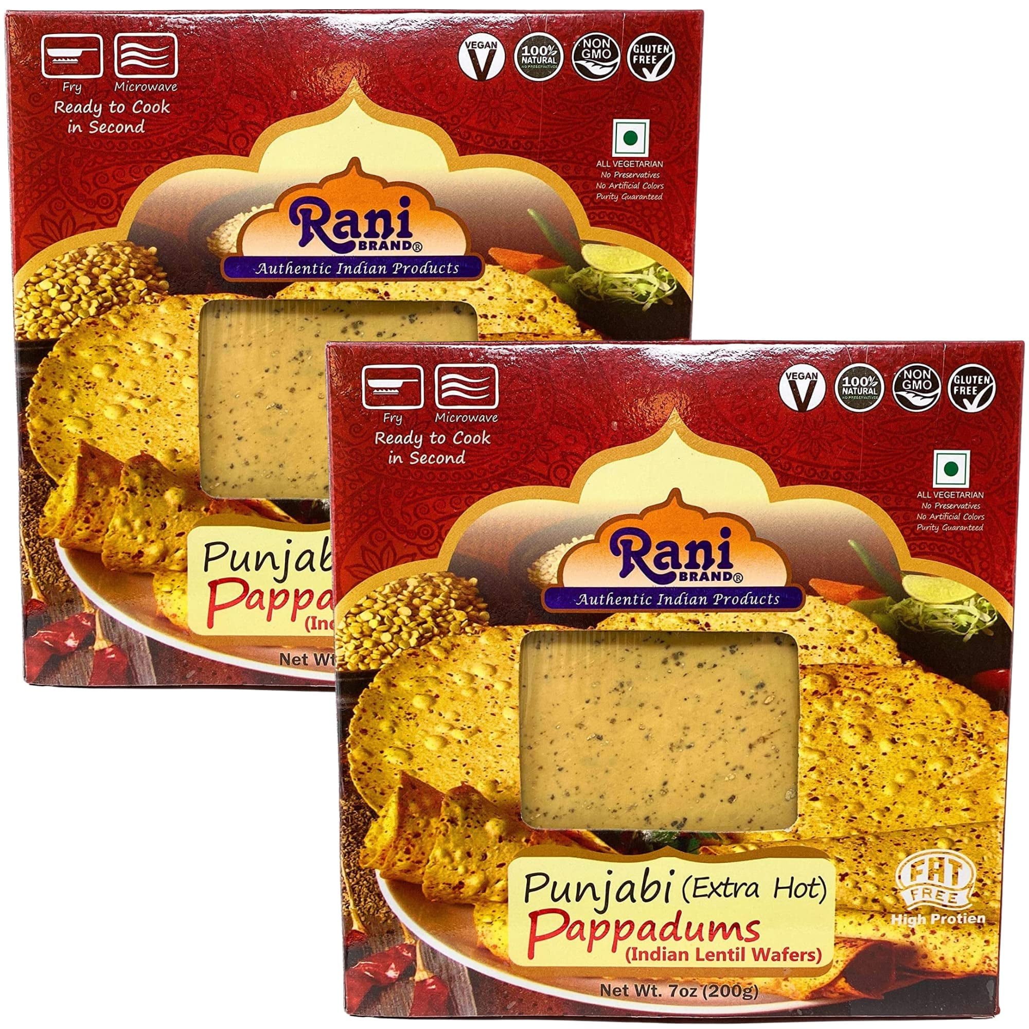 Rani Pappadums (Indian Lentil Wafer Snack) Punjabi Papad - Extra Hot ...