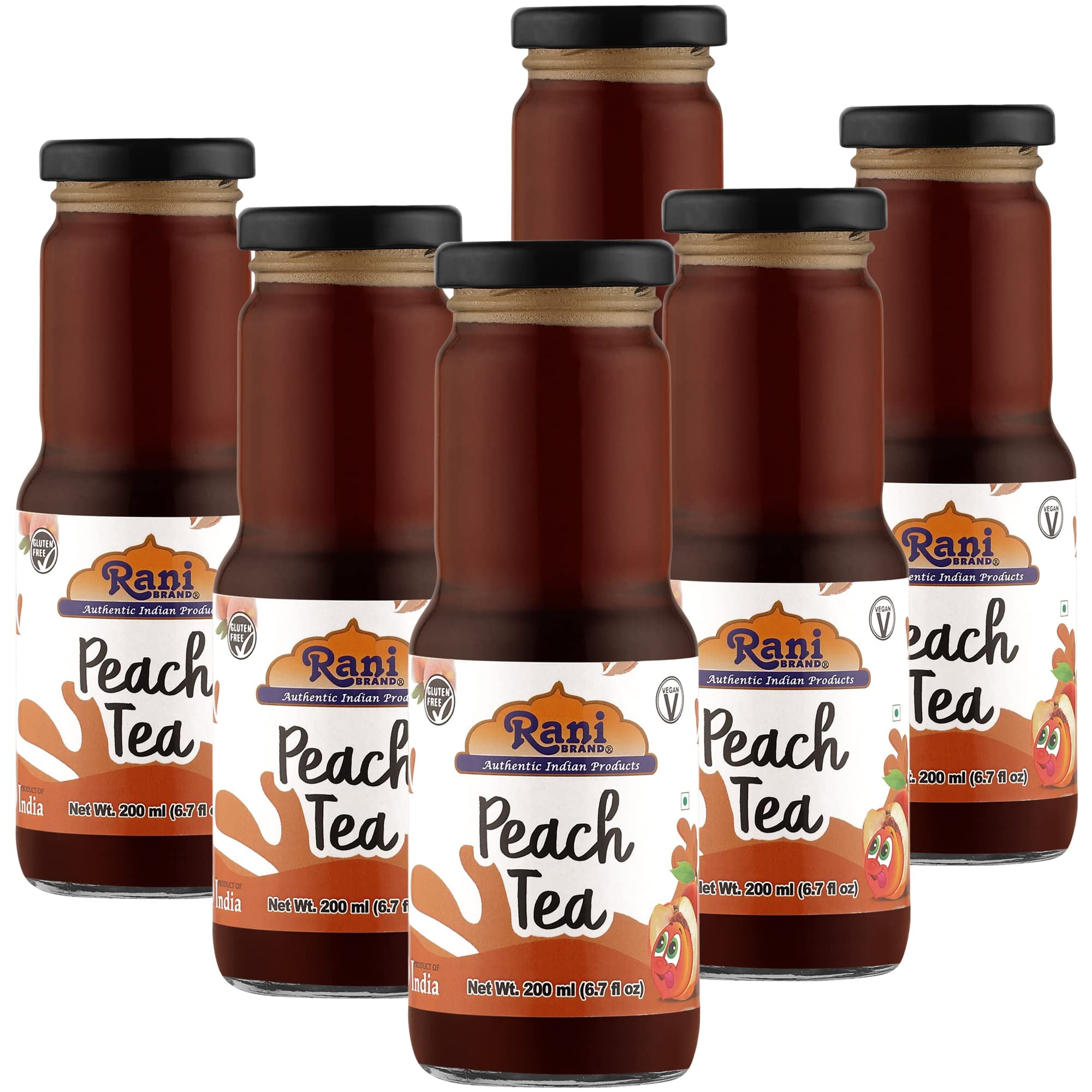 Rani Peach Tea 6.7 fl oz (200 ml) Glass Bottle, Pack of 6 ~ Indian ...