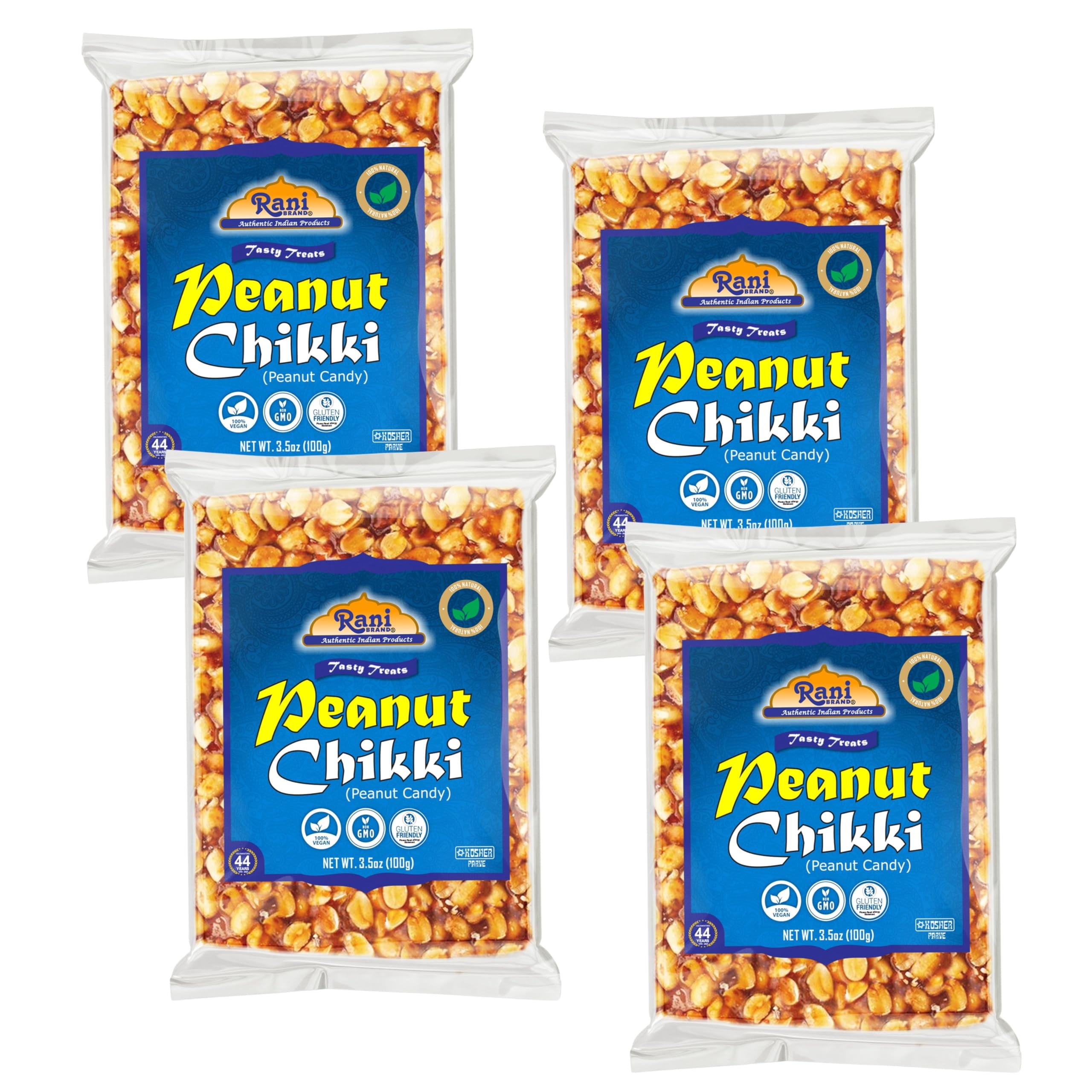 Rani Peanut Chikki (Brittle Candy) 100g (3.5oz) x Pack of 4 ~ All ...