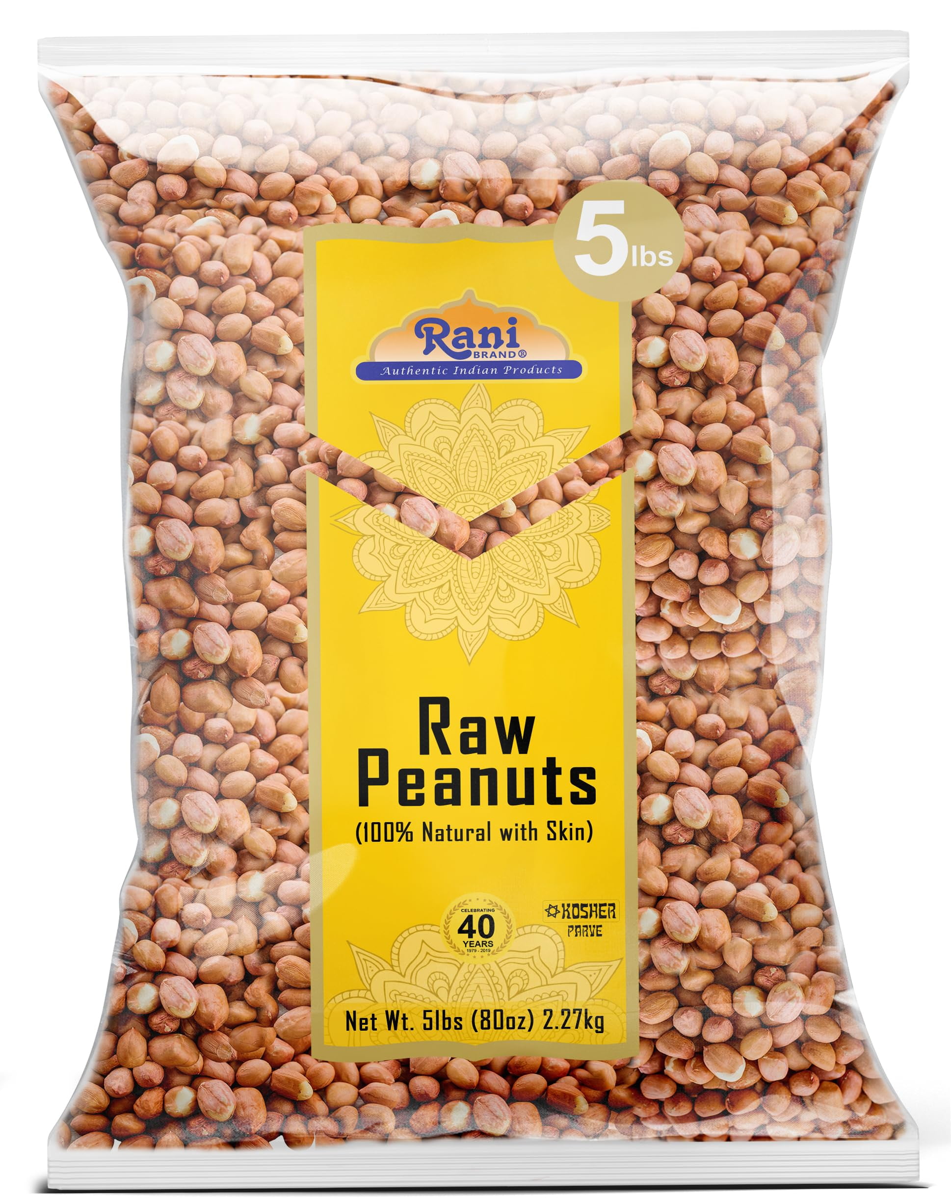 Rani Raw Whole Peanuts with Skin, 80oz, All Natural, Vegan, Gluten ...