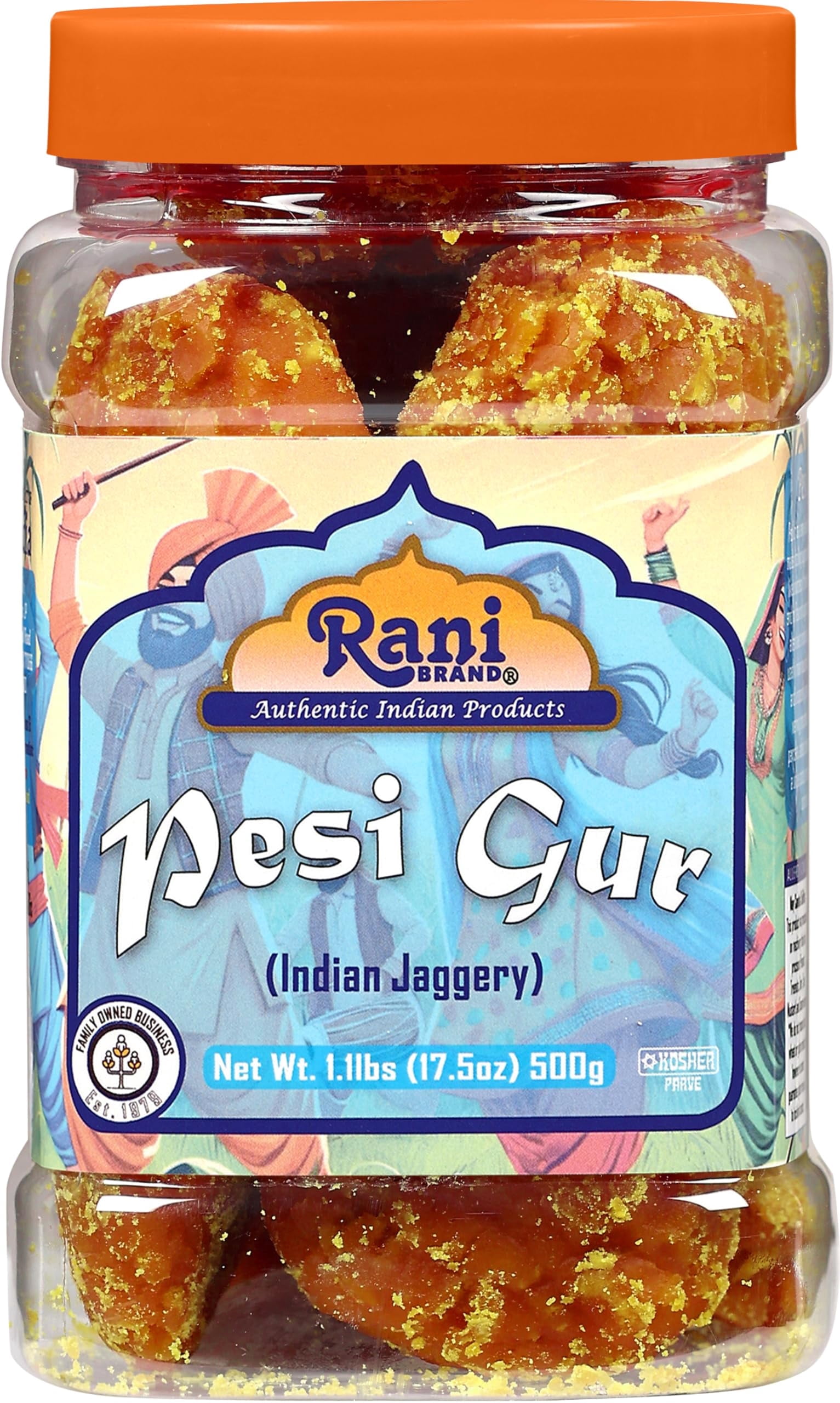Rani Brand, Raw Jaggery, 17.5oz PET Jar, Gluten Free Non-GMO Kosher ...