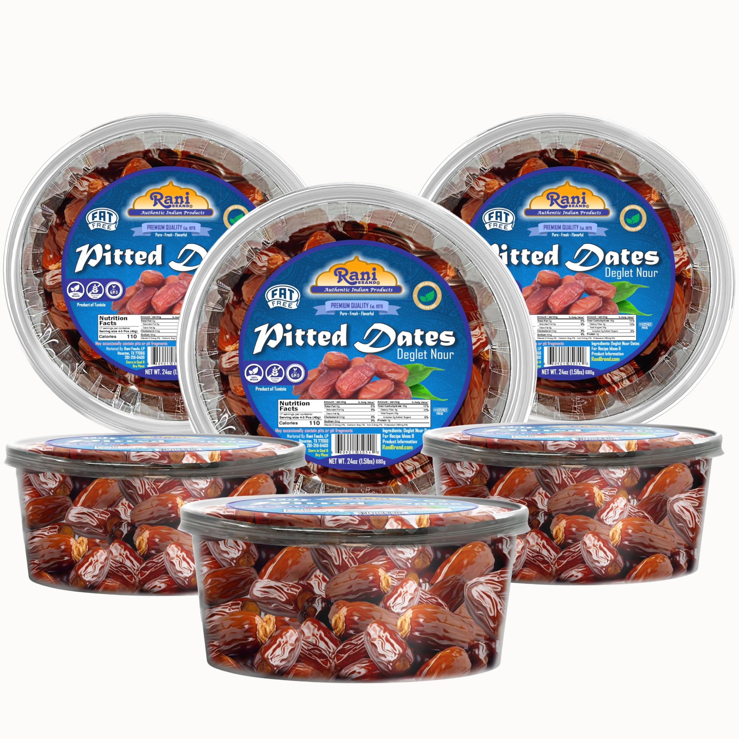 Rani Brand Pitted Dates Deglet Nour, Raw Dried Fruit 24oz Pack of 6 ...