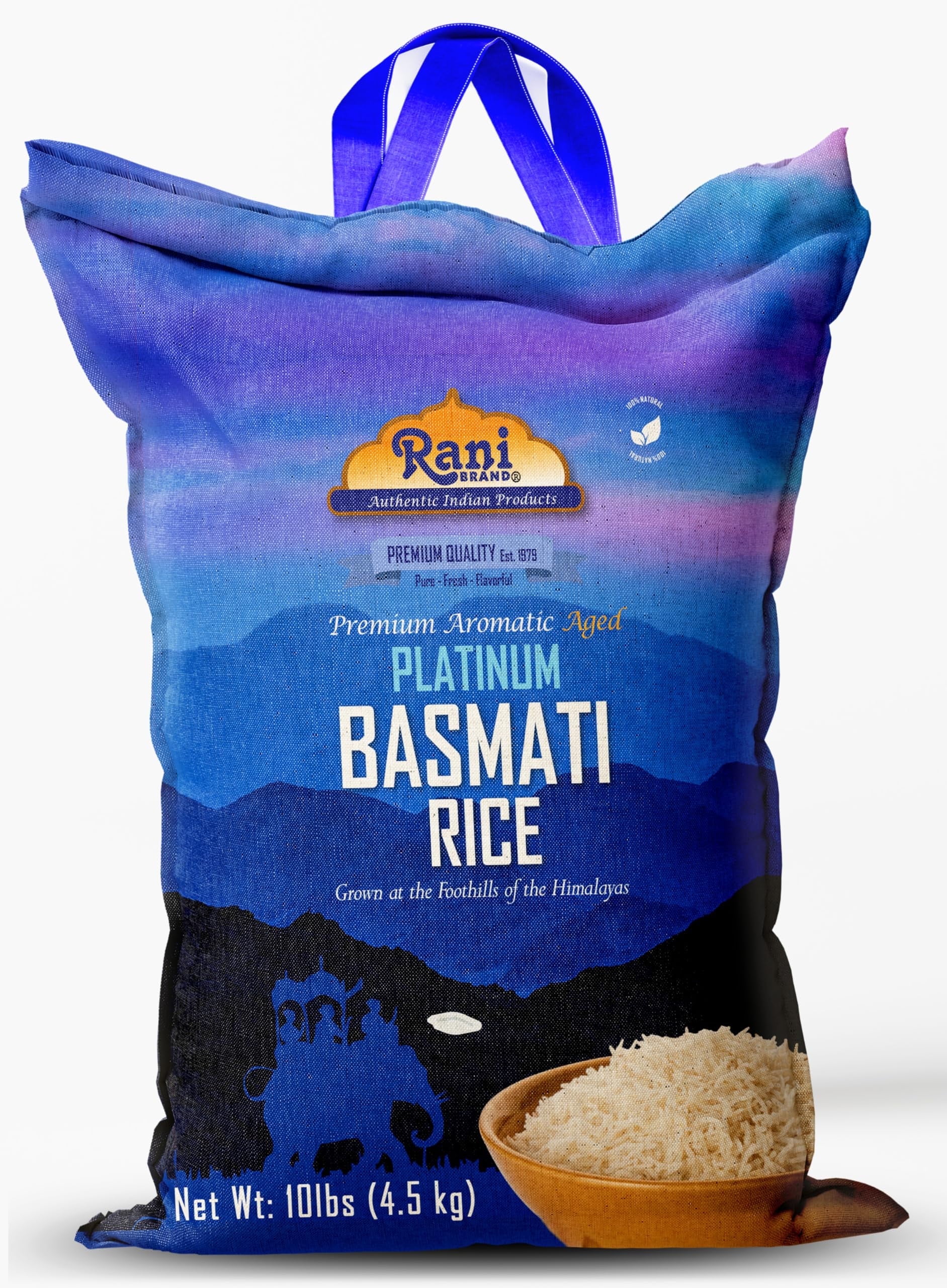 Rani Platinum White Basmati Rice Extra Long Aged 10-Pound Bag, 160oz ...
