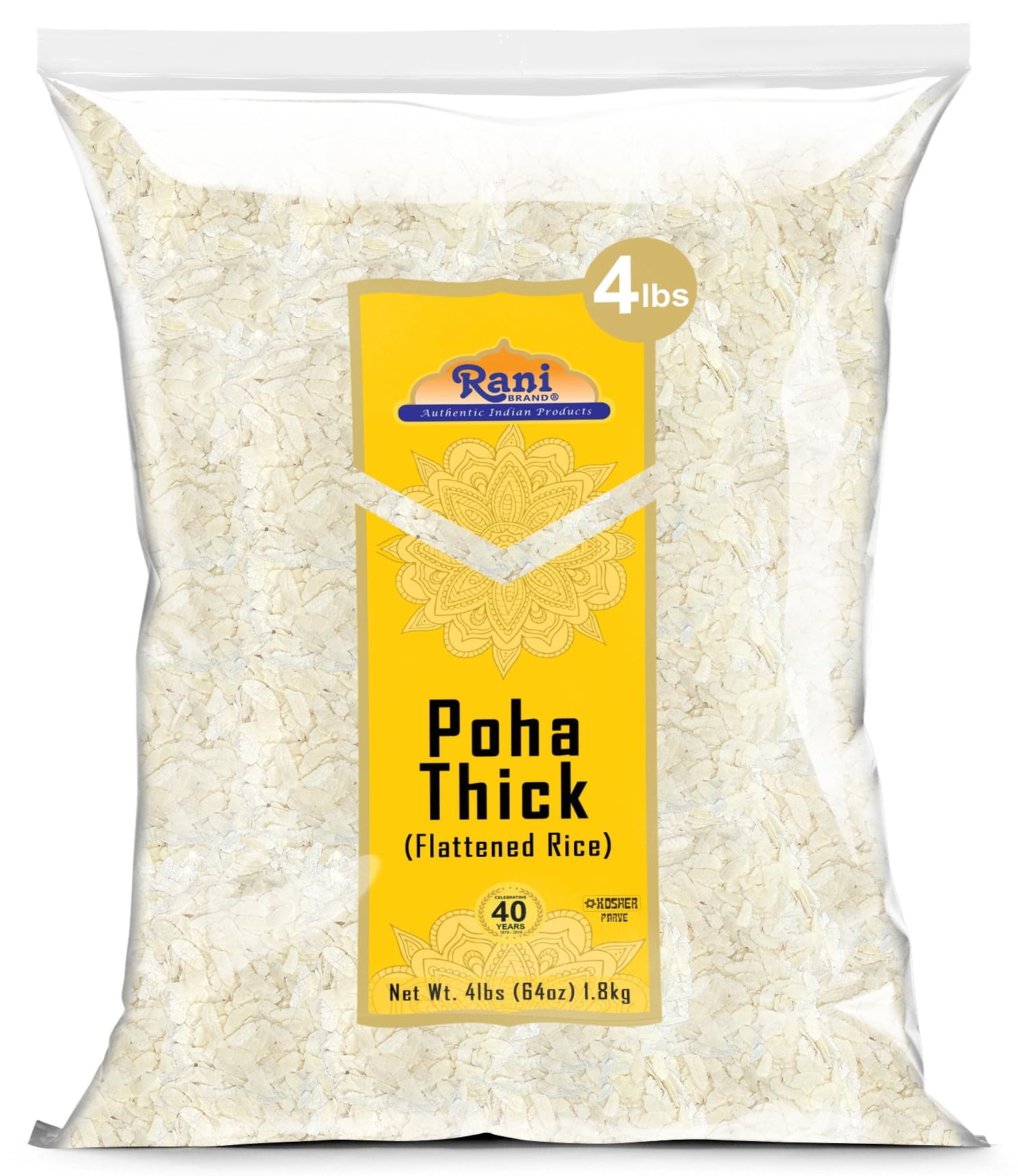Rani Poha (Powa) Thick Medium-Cut (Flattened Rice) 64oz (4lbs) 1.81kg ...