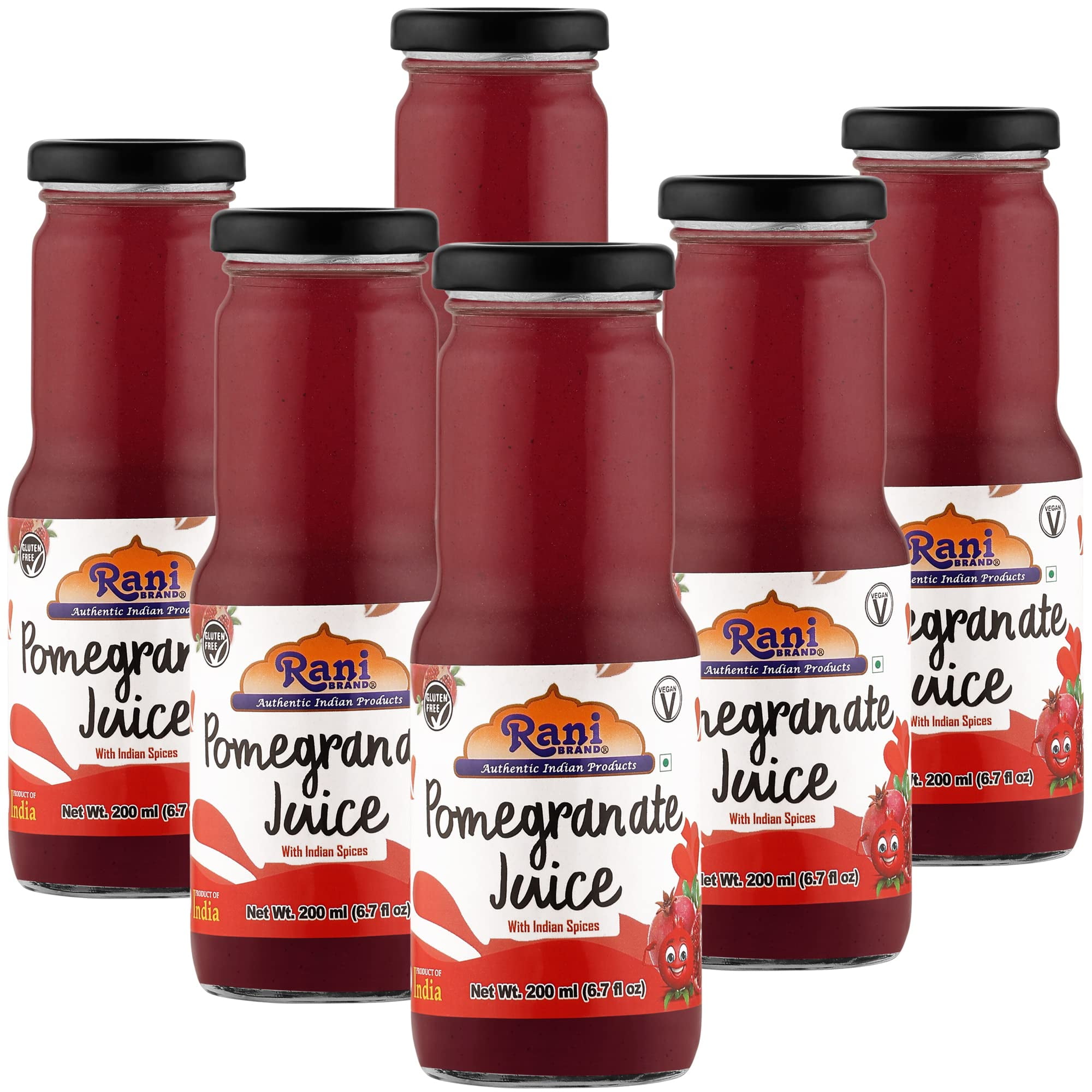 Rani Pomegranate Juice 6.7 fl oz (200 ml) Glass Bottle, Pack of 6 ...