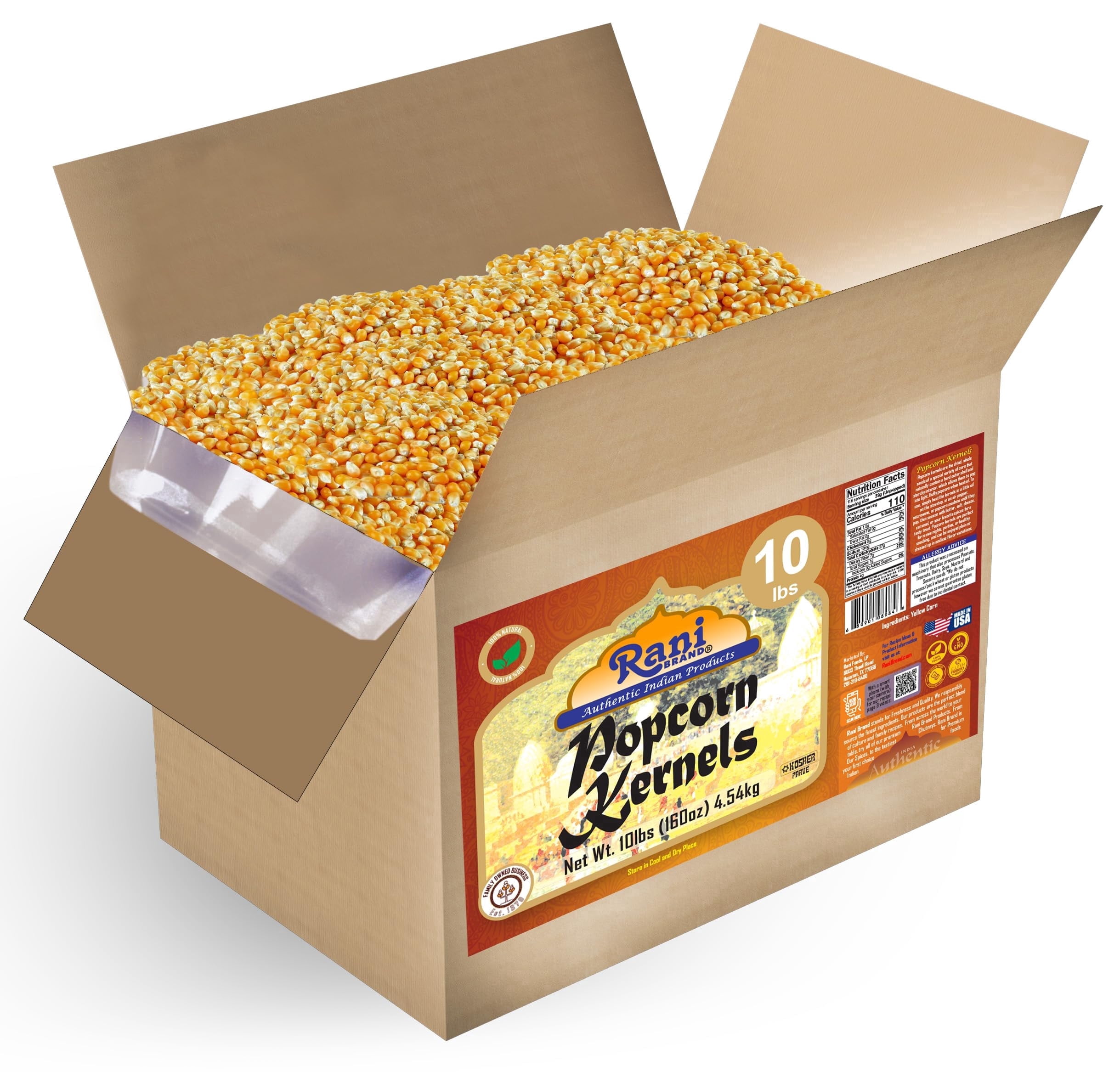 Rani Popcorn Kernels 160oz (10lbs) 4.54kg Bulk, Perfect for Stovetop ...