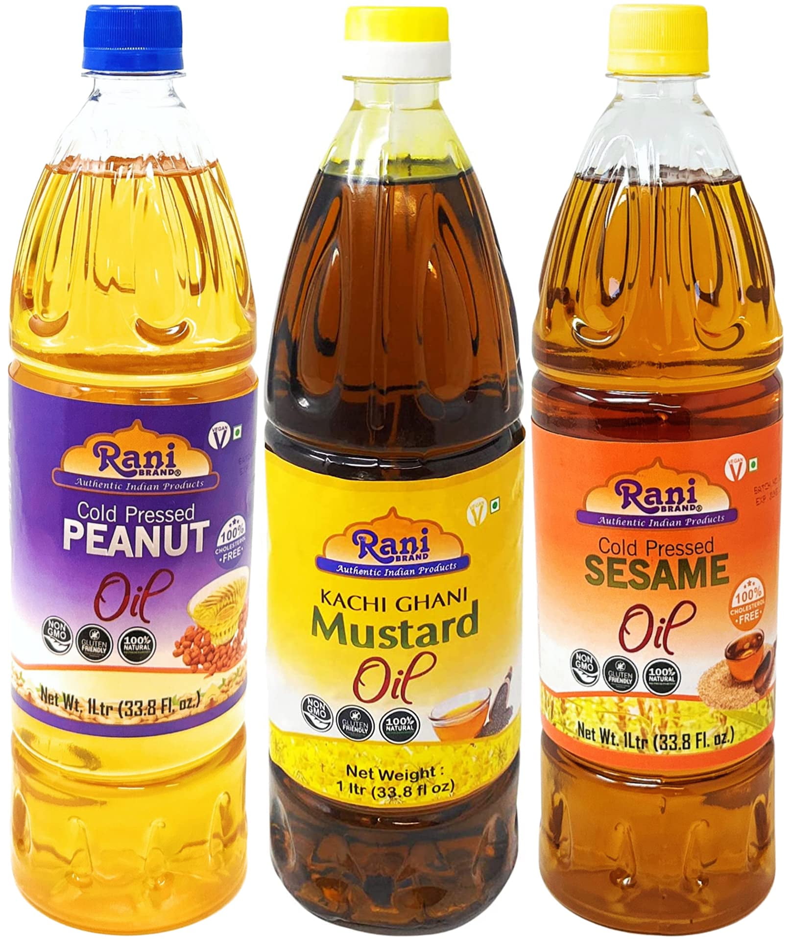 Rani Premium Oils Combo Set of 3 - Peanut Oil, Mustard Oil, Sesame Oil ...