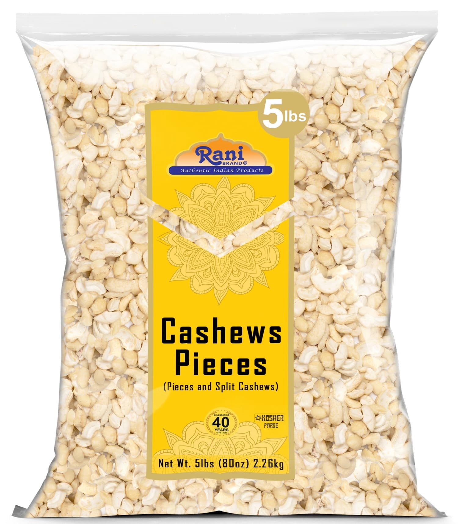 Rani Raw Cashews Halves and Pieces (uncooked, unsalted) 80oz (5lbs) 2 ...