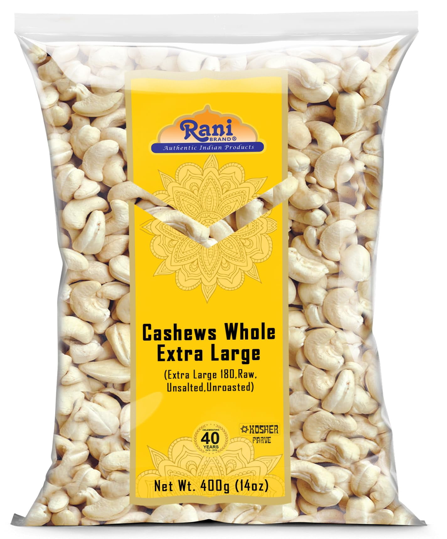 Rani Raw Whole Cashews W180 Extra Large 14oz Unsalted Vegan Kosher ...