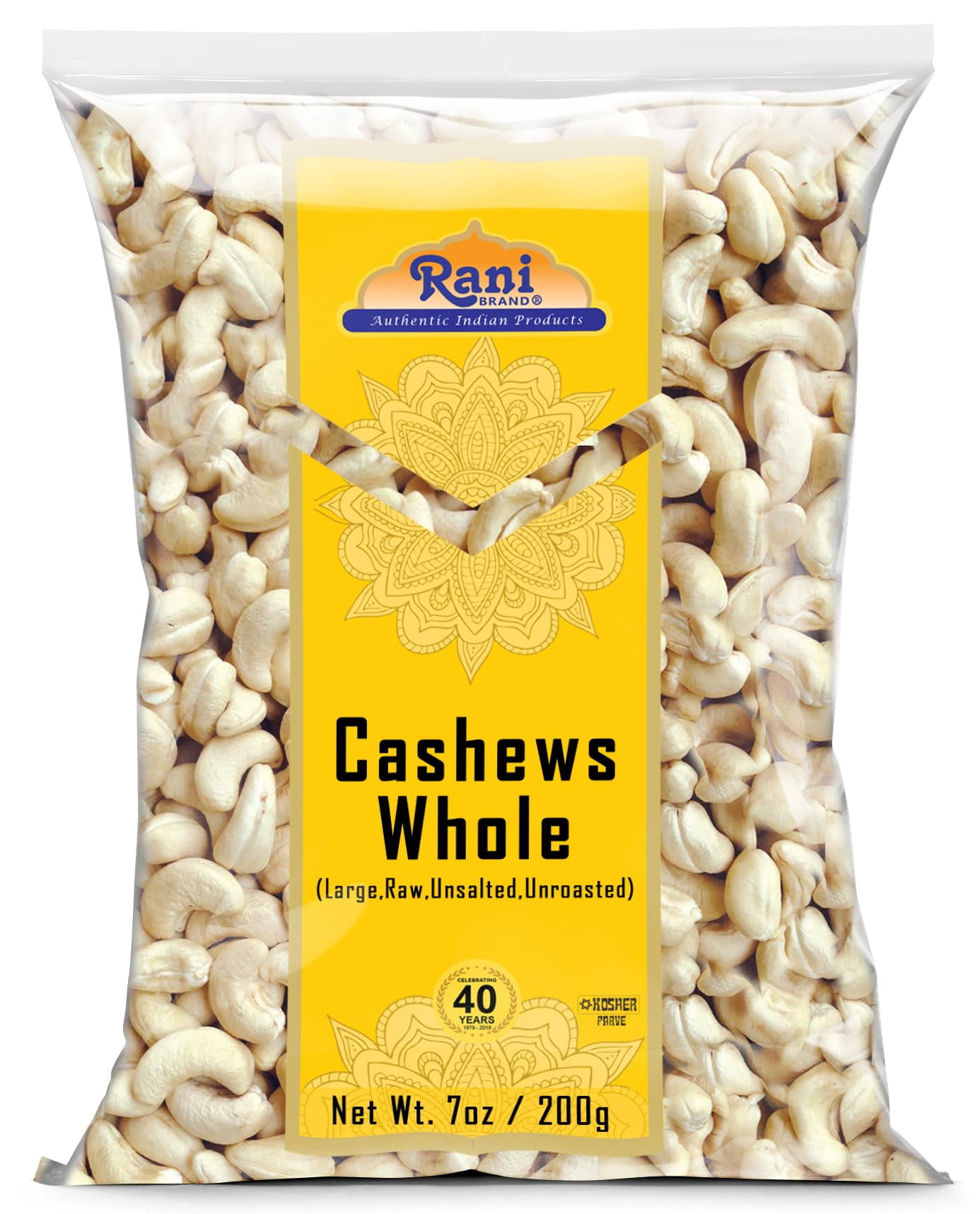 Rani Fresh Raw Cashews Whole 7oz (200g) - All Natural, Vegan, NON-GMO ...