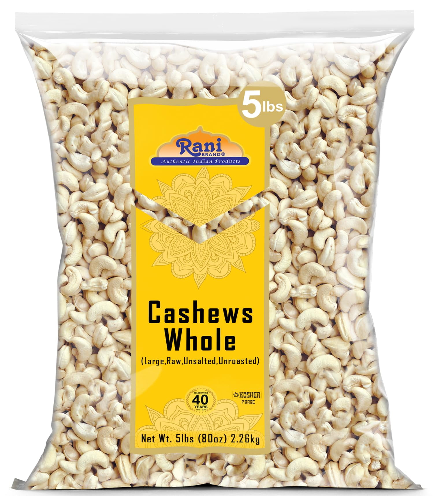 Rani Raw Cashews Whole (uncooked, unsalted) 80oz (5lbs) 2.27kg Bulk ...