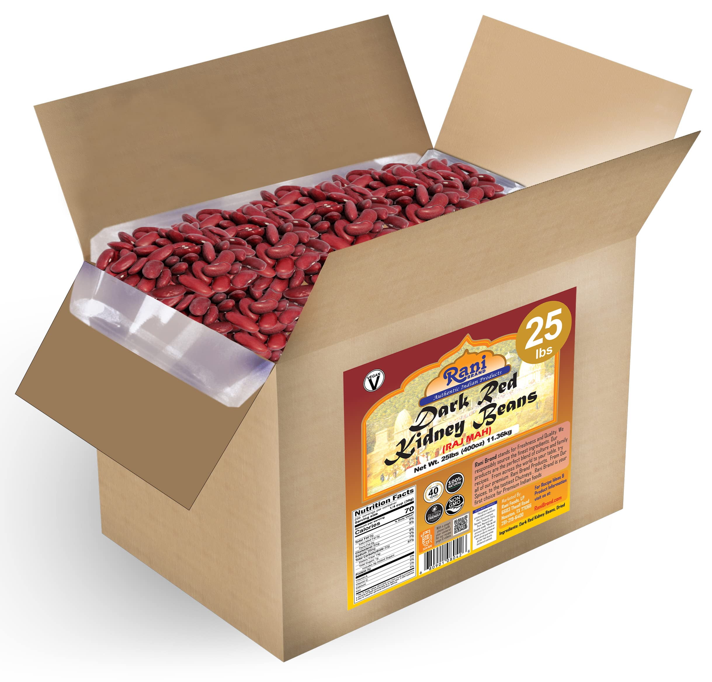 Rani Red Kidney Beans, 400oz Bulk Box, All Natural, Vegan, Gluten ...