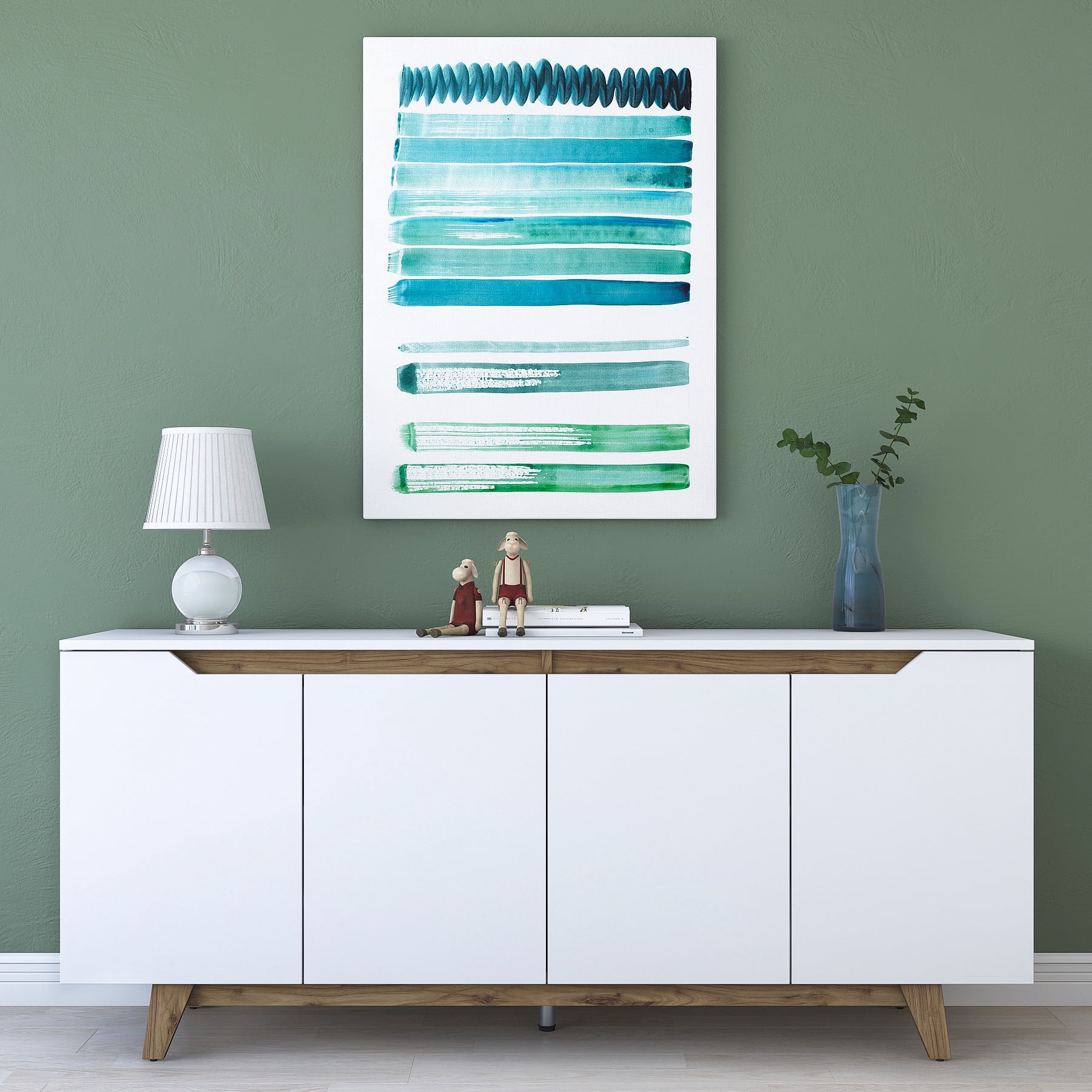 Rani - Riven - White,Walnut Console - Walmart.com