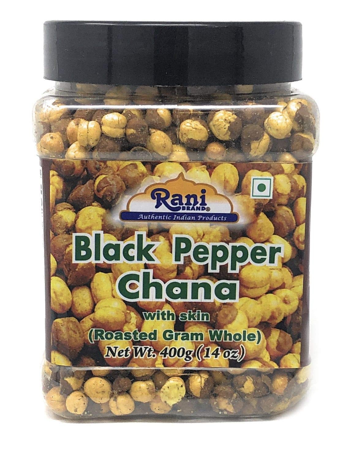 Rani Roasted Chana (Chickpeas) Black Pepper Flavor 14oz (400g) PET Jar ...