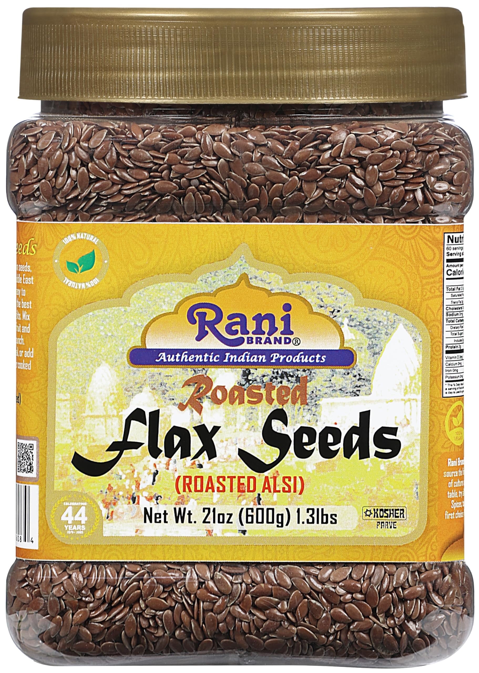 Rani Roasted Flax Seeds (Alsi, Linum usitatissimum) 21oz (1.3lbs) 600g ...