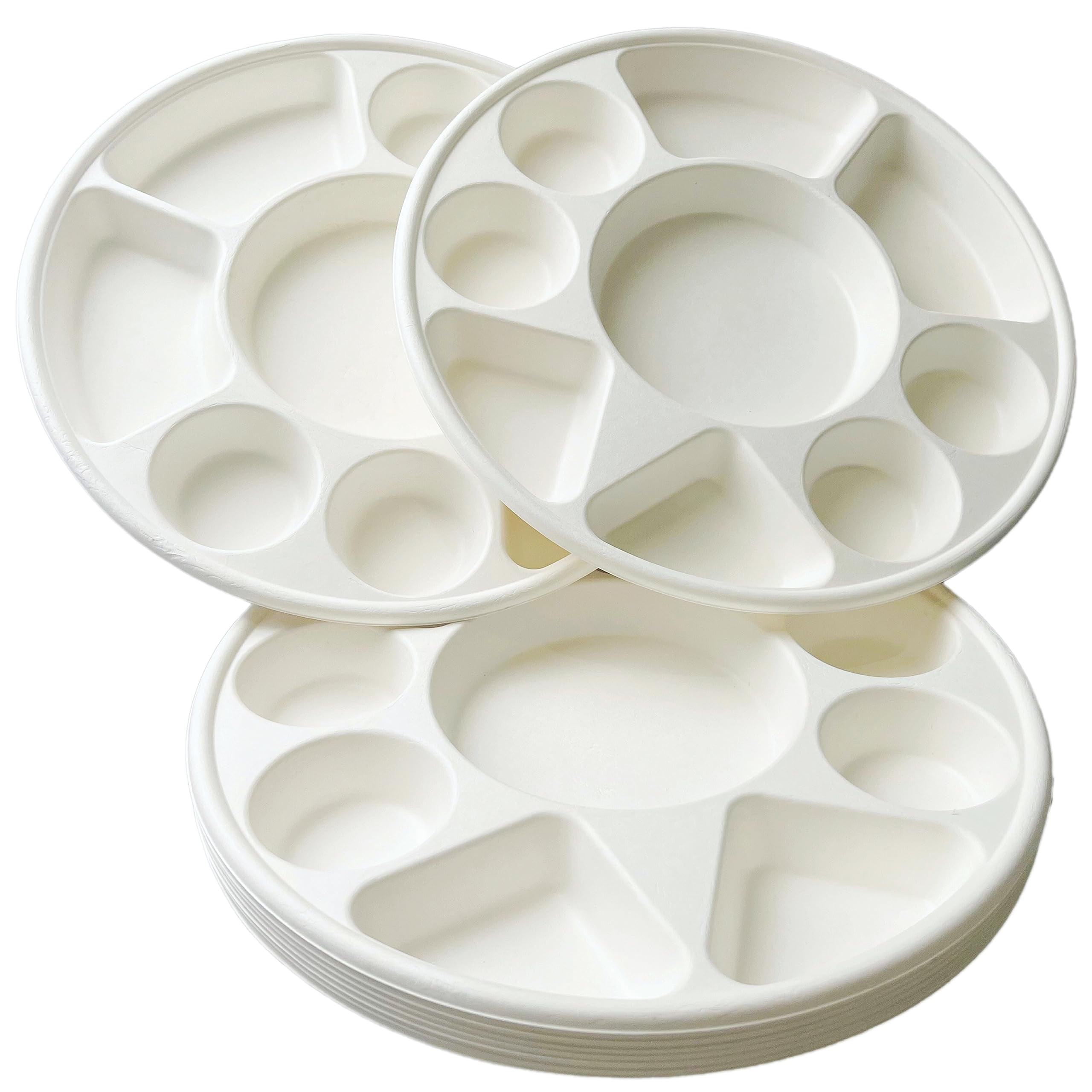 Rani Round Biodegradable Divided Plates, Pack of 50, 9 Compartments ...