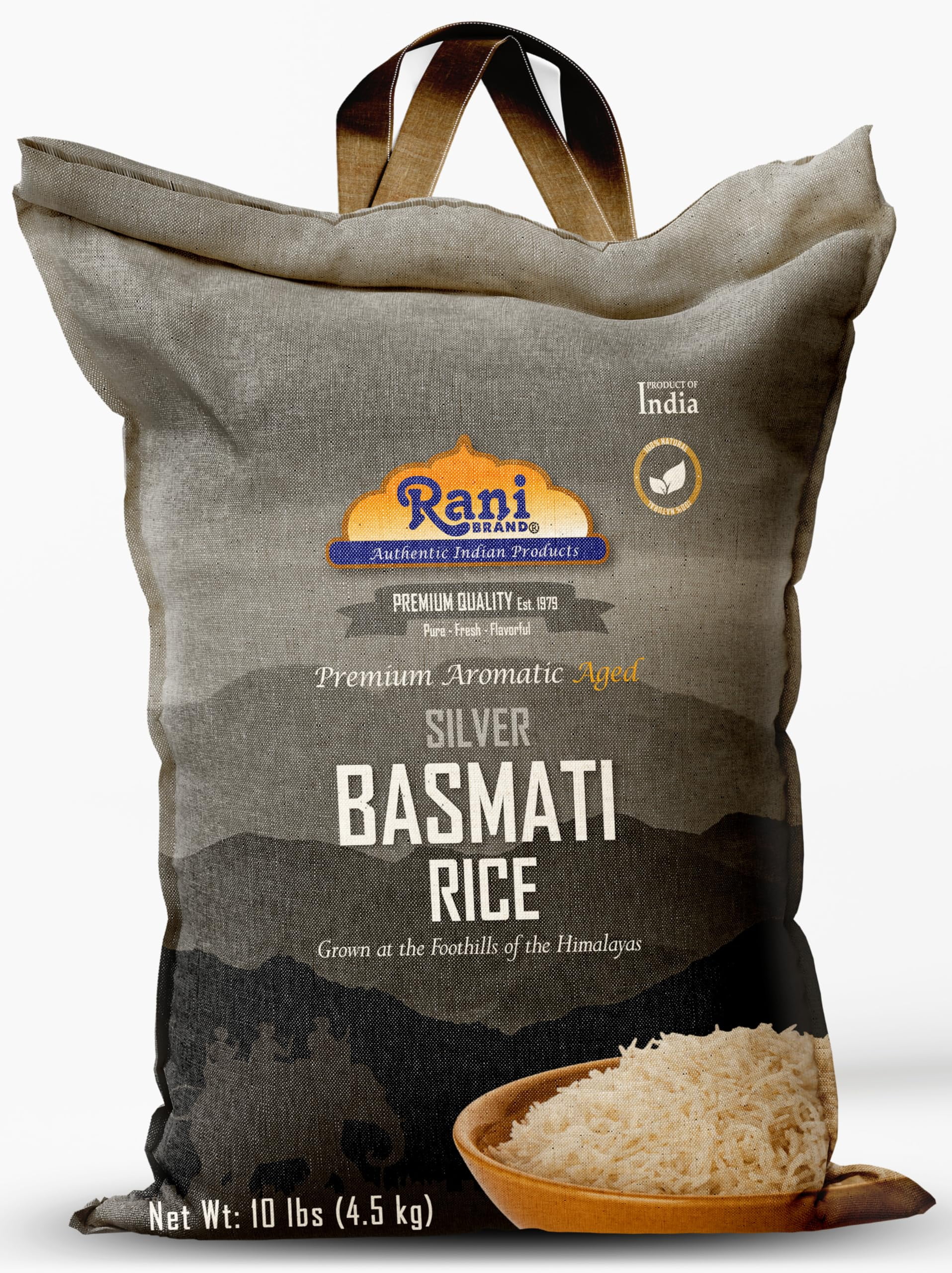 Rani Silver White Basmati Rice Extra Long Aged 10-Pound Bag, 160oz ...