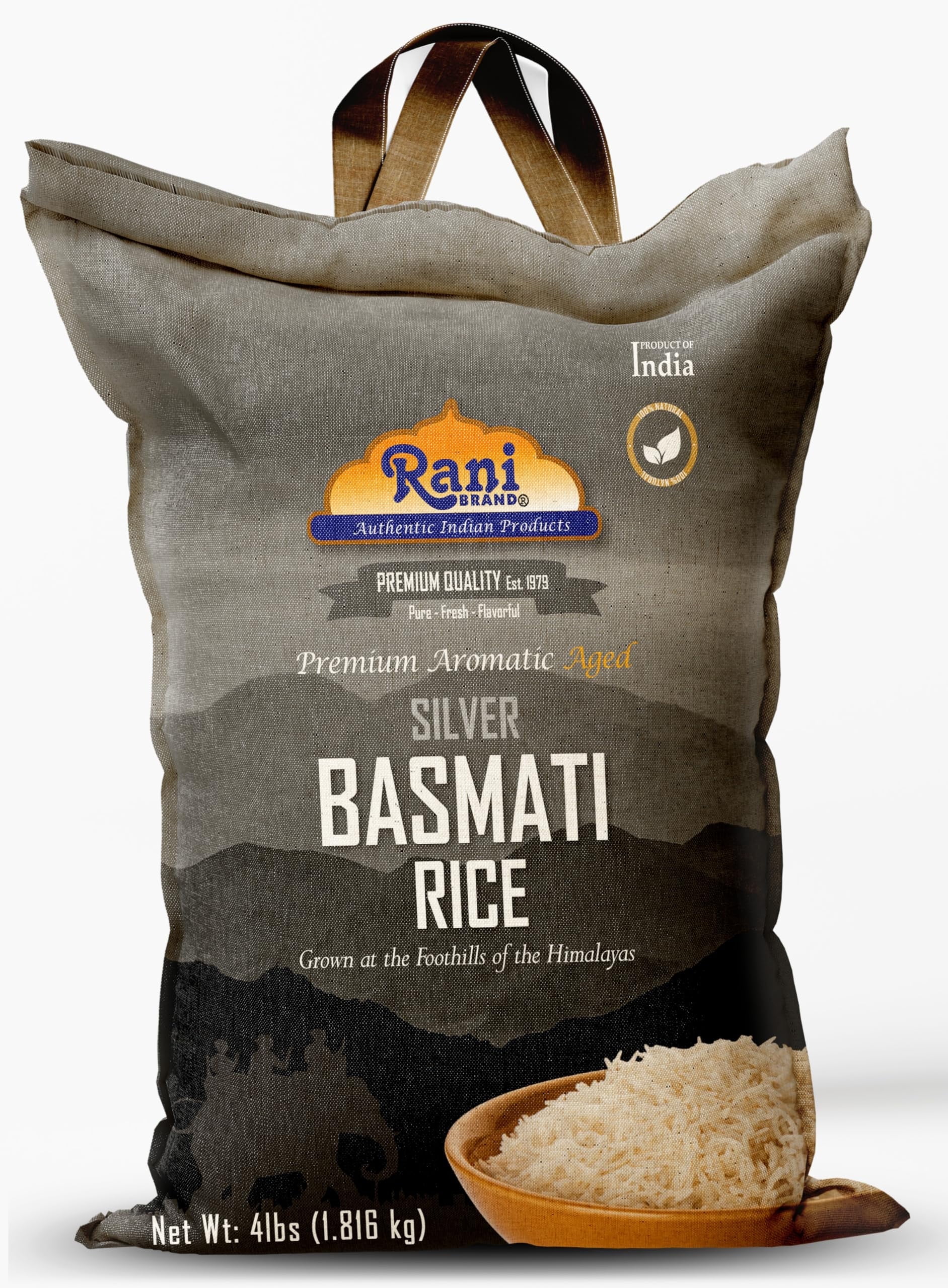 Rani Silver White Basmati Rice Extra Long Aged 4-Pound Bag, 4lbs (64oz ...