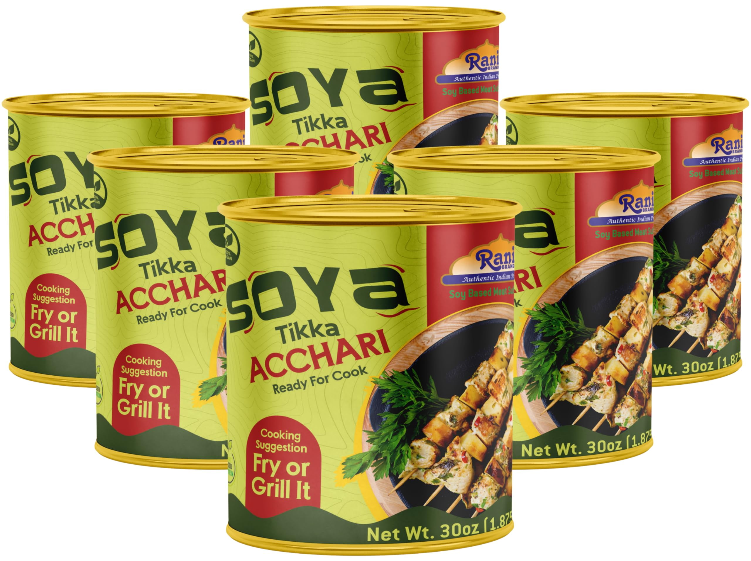 Rani Soya Tikka Achari 30oz (1.875lbs) 850g, Pack of 6, Ready for Cook ...