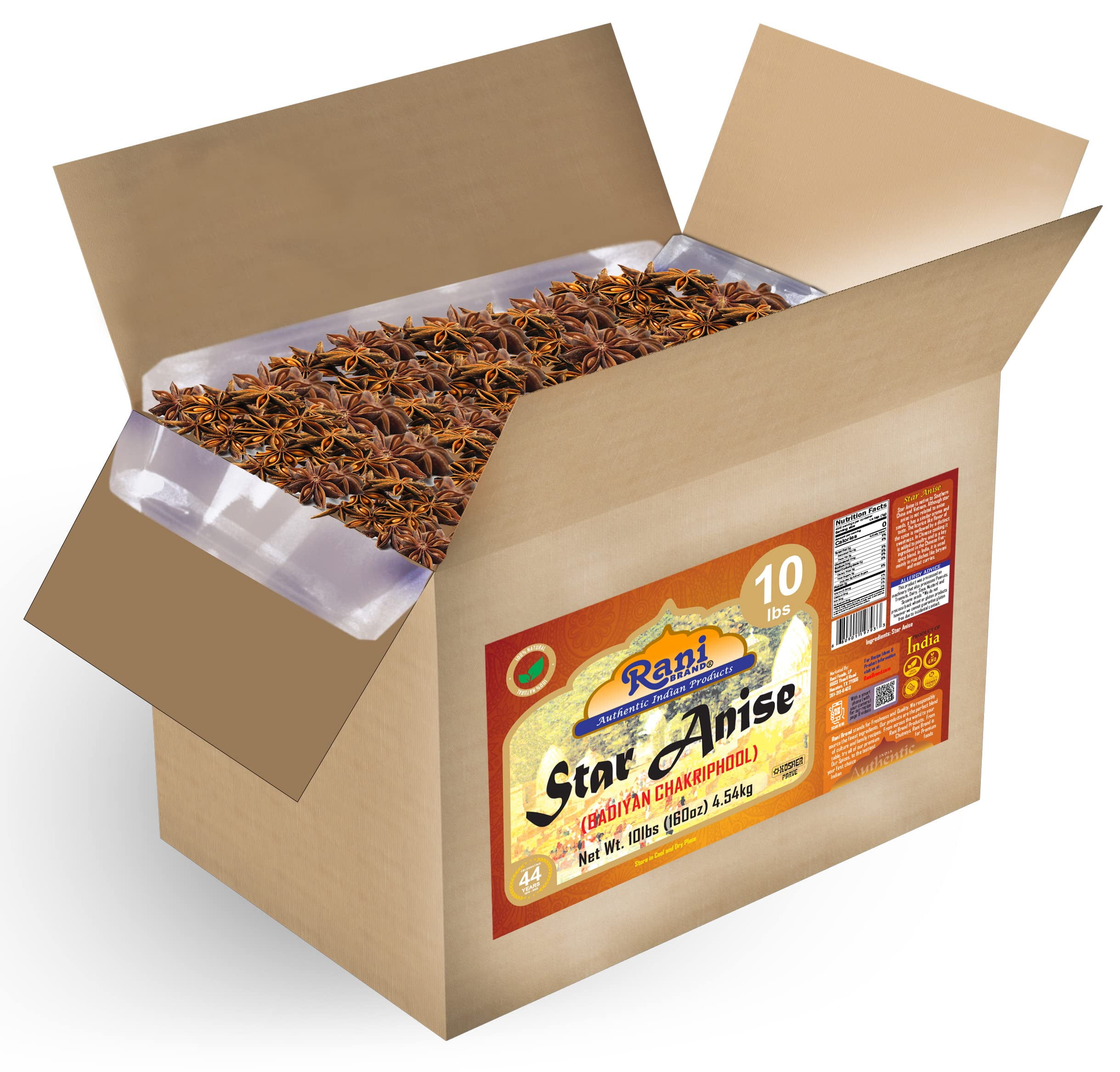 Rani Star Anise Seeds, Whole Pods (Badian Khatai) Spice 160oz (10lbs) 4 ...