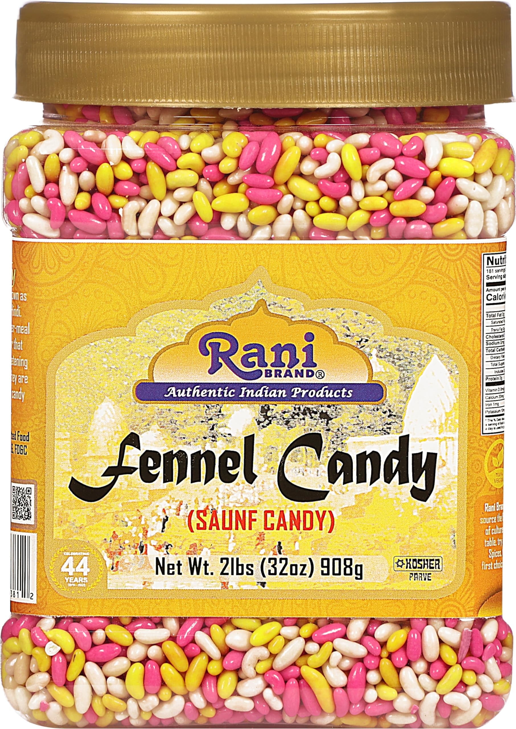 Rani Gourmet Sugar Coated Fennel Candy, 2lbs Bulk PET Jar, Vegan ...