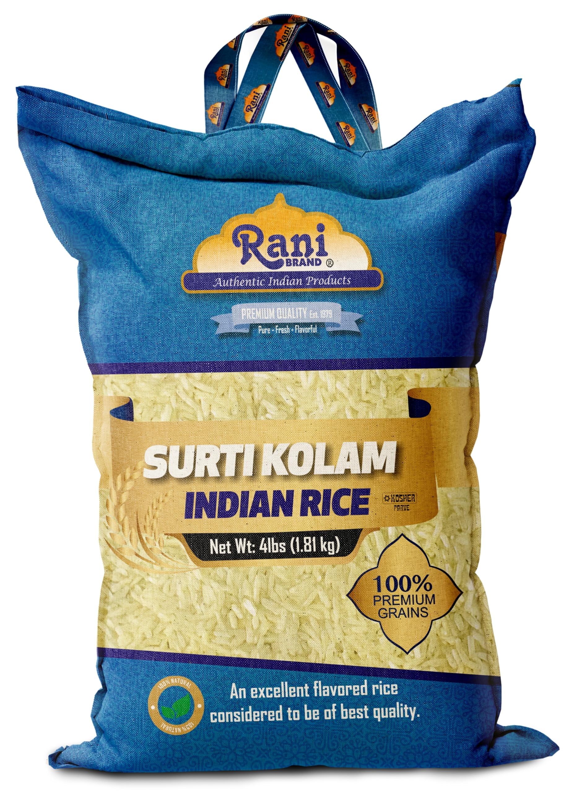 Rani Surti Kolam Indian Rice 64oz (4lbs) 1.81kg Cloth Bag ~ All Natural ...