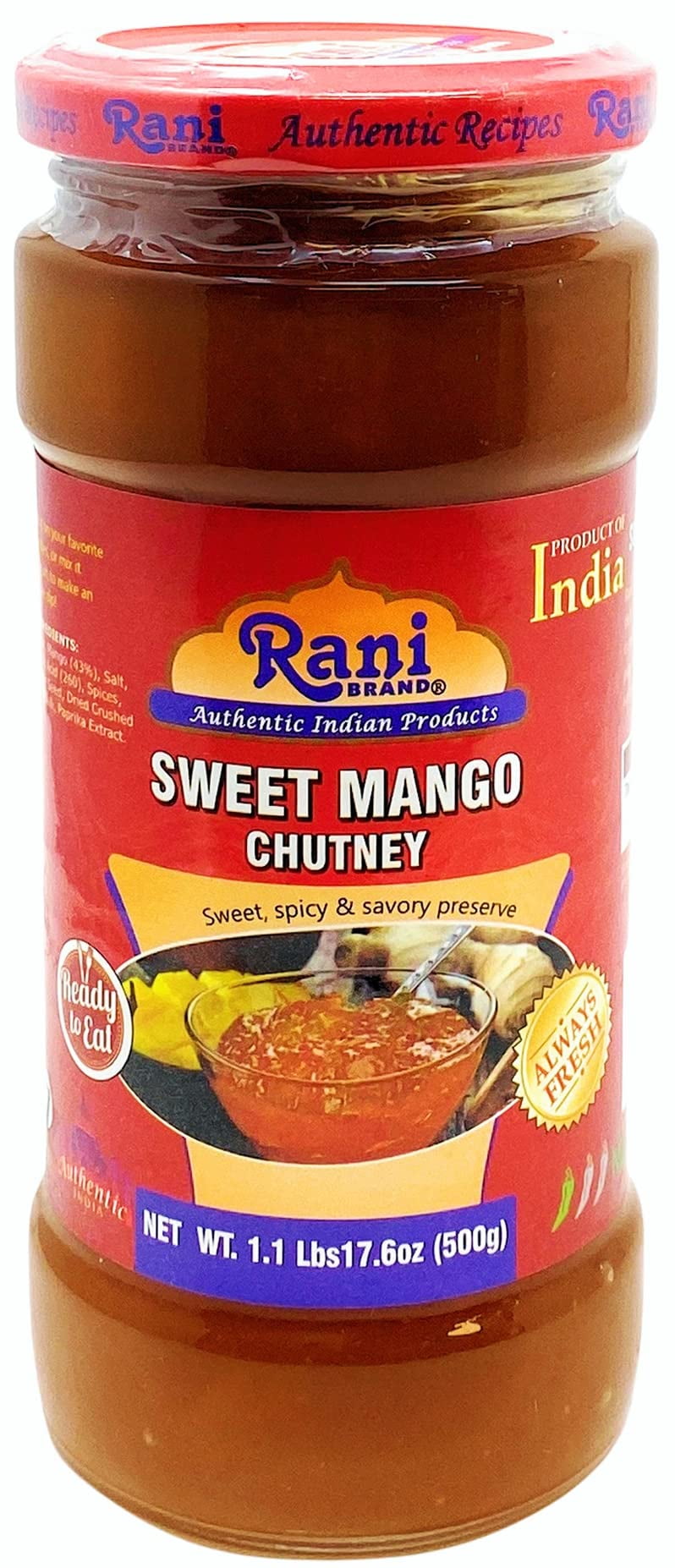 Rani Sweet Mango Chutney 17.6oz, Vegan, Gluten Free, All Natural, NON ...