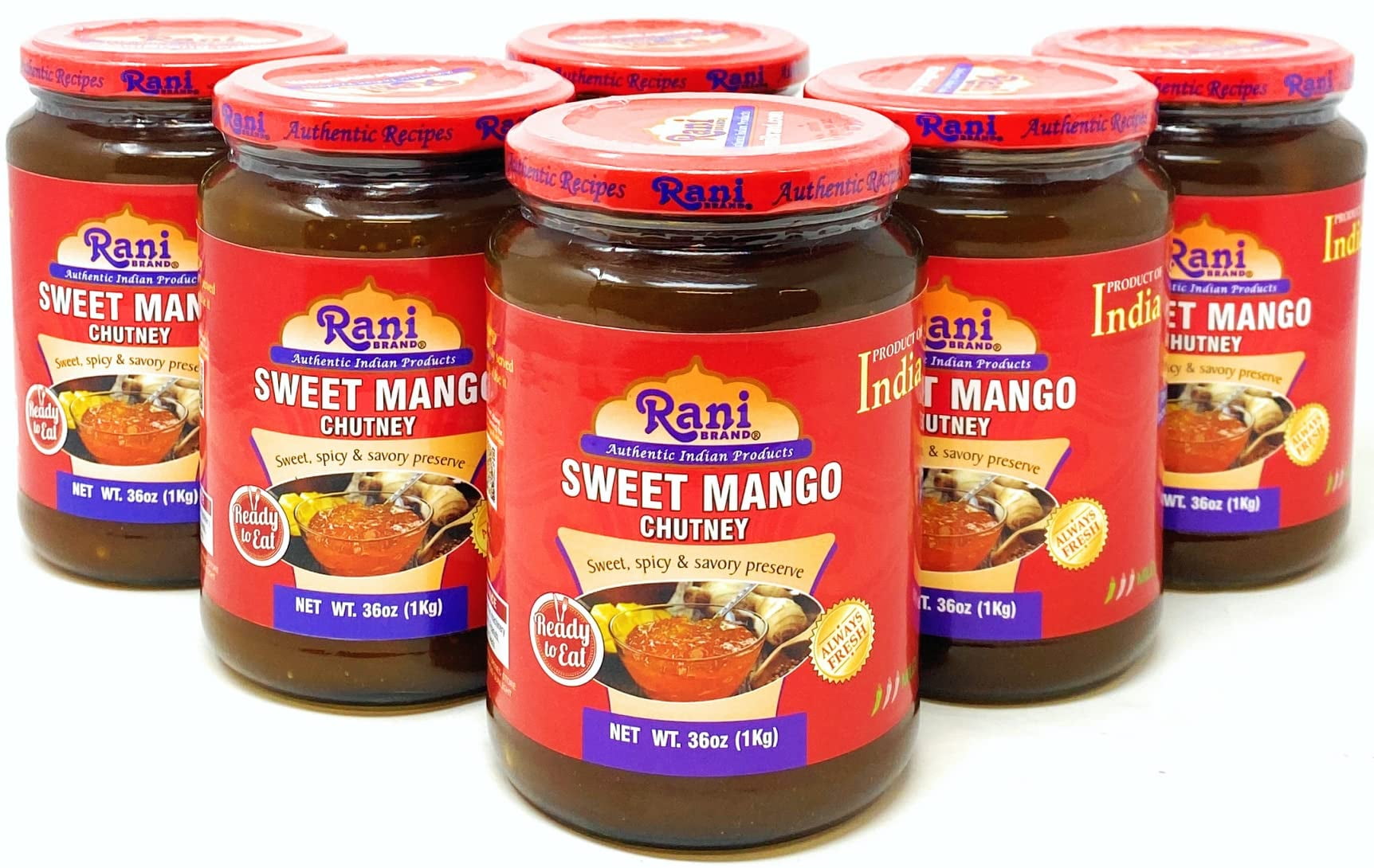 Rani Sweet Mango Chutney (Indian Preserve) 36oz (2.2lbs) 1kg Value Pack ...