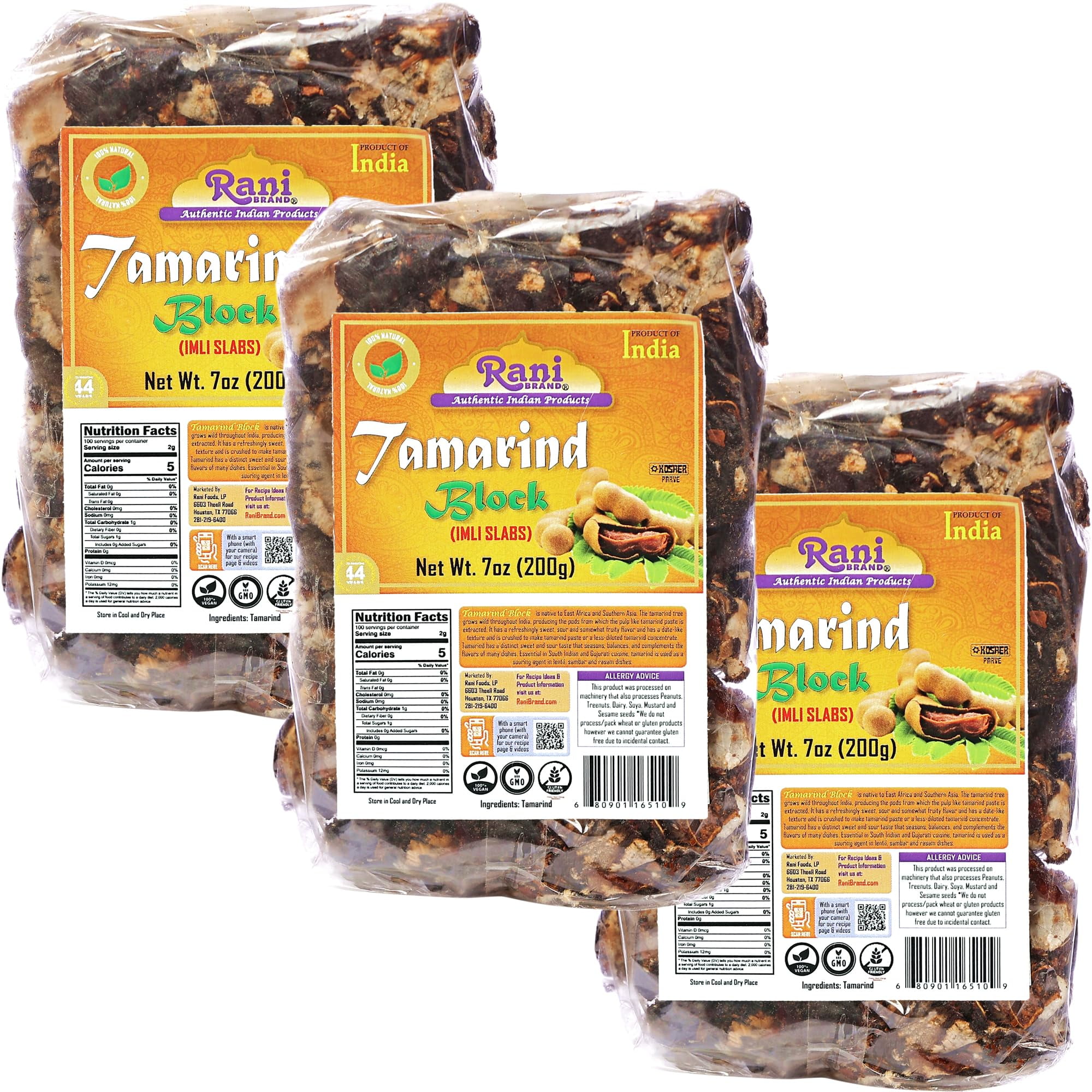 Rani Tamarind Block (Imli Slab) 7oz (200g), Pack of 3 ~ All Natural ...