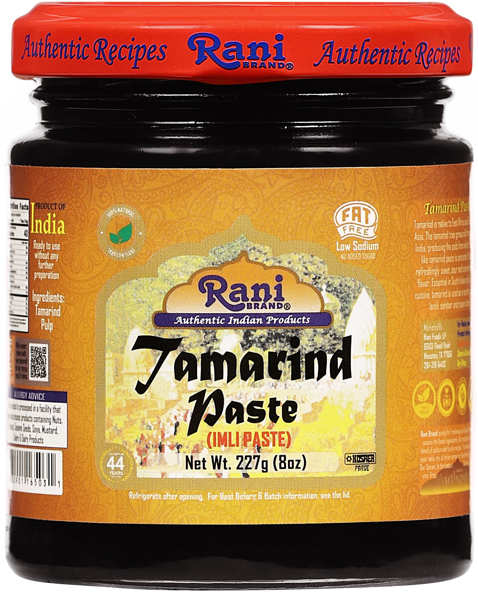 Rani Tamarind Paste Puree, All Natural, Vegan, Gluten Free, 8oz Glass ...