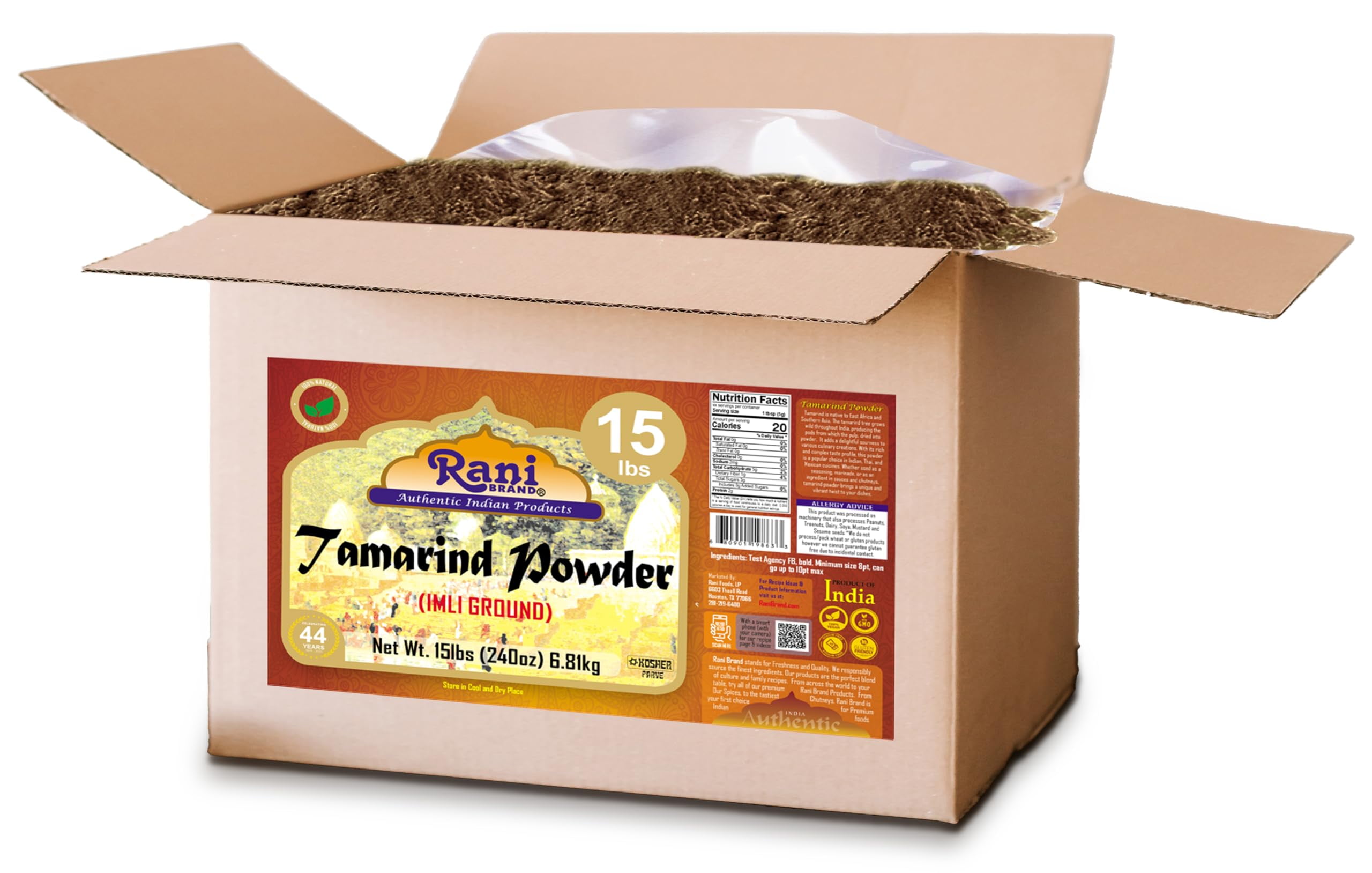 Rani Tamarind Powder (Imli) 240oz (15lbs) 6.80kg Bulk Box ~ All Natural ...