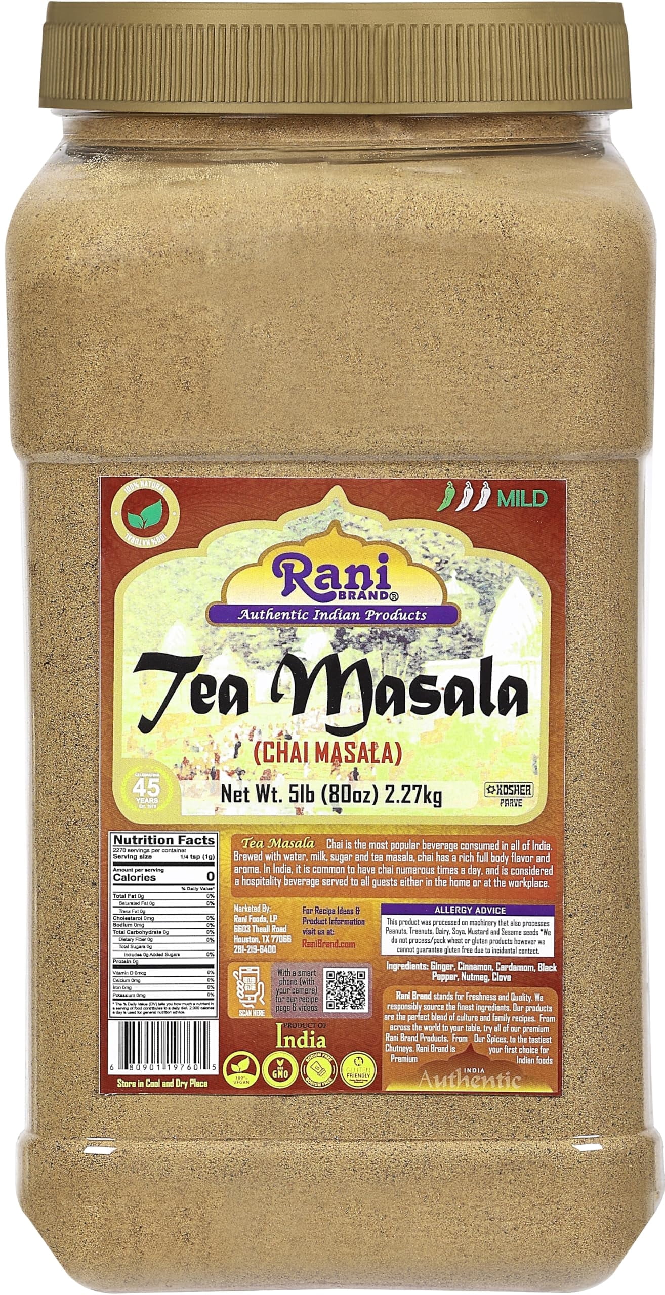 Rani Chai Masala Indian Tea Seasoning, 80oz Bulk PET Jar, All Natural ...