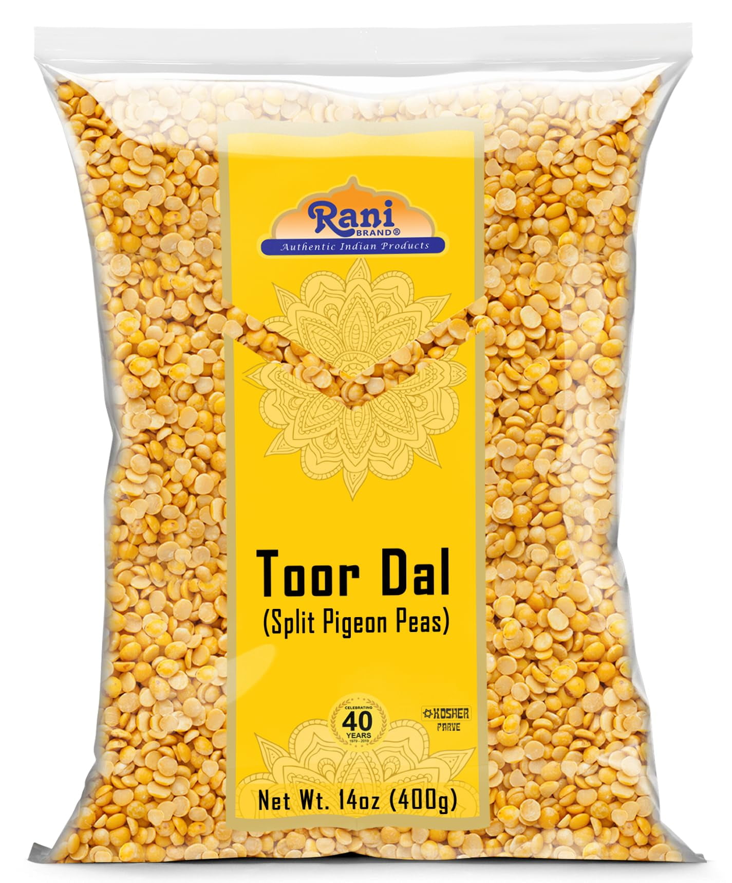 Rani Brand Toor Dal, Split Pigeon Peas, 14oz (400g), Kosher, Vegan, Great Protein Source ...