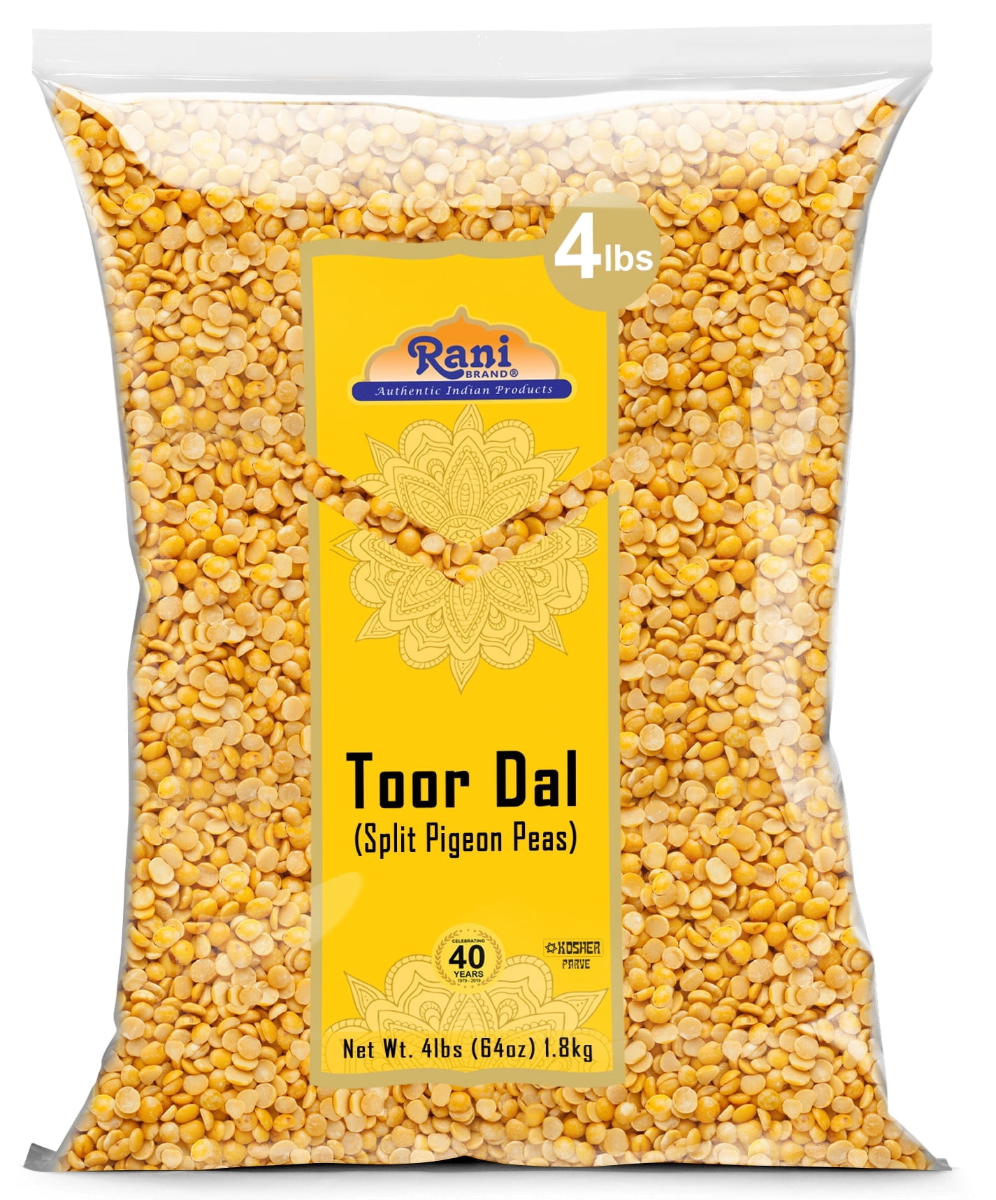 Rani Brand Split Toor Dal Pigeon Peas 64oz 4lb Vegan Kosher Indian ...