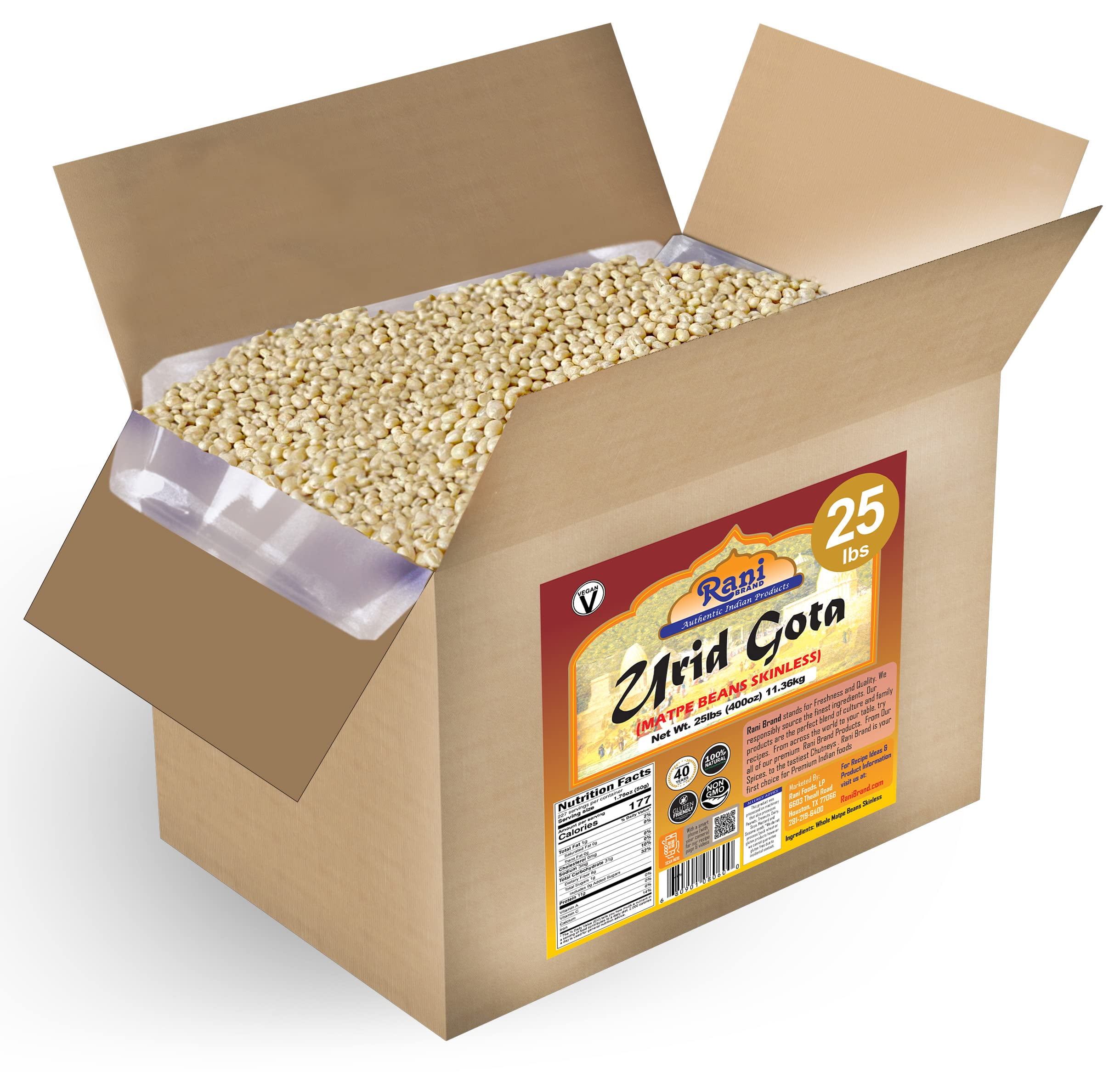 RANI BRAND Urid/Urad Gota White Lentils, Skinless Matpe Beans, 400oz ...
