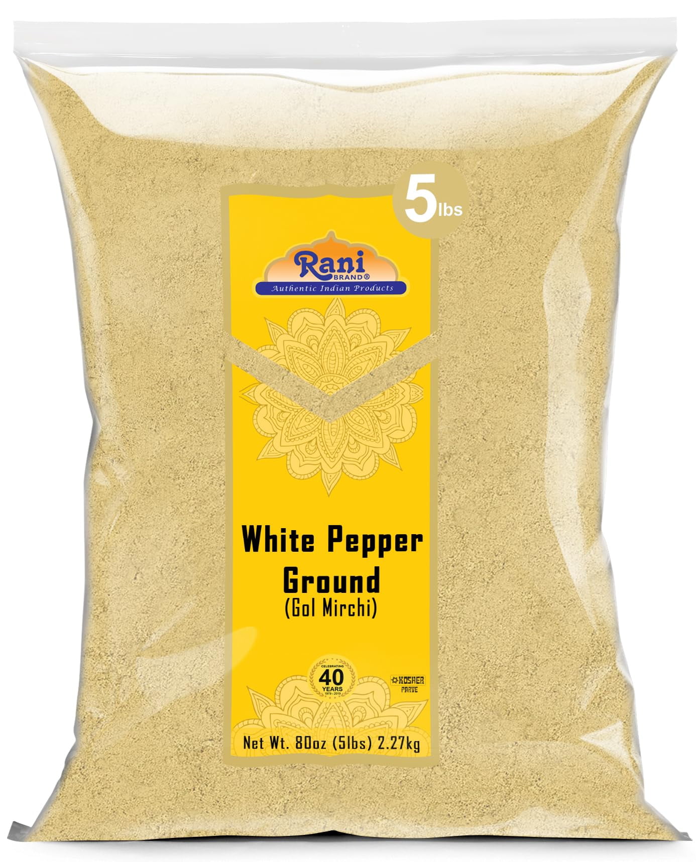 Rani White Pepper (Gol Mirch), Ground Spice 80oz (5lbs) 2.27kg Bulk ...