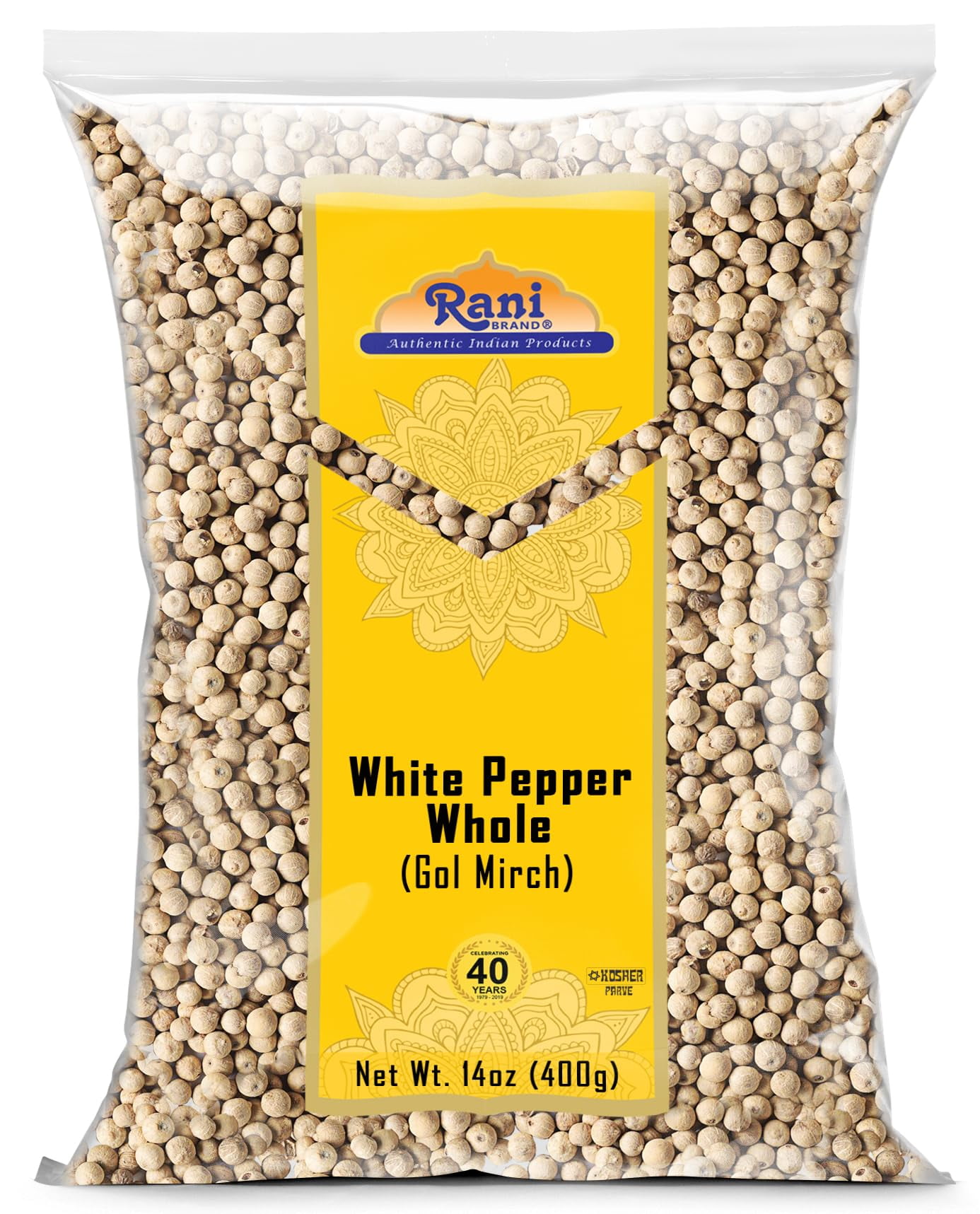 Rani White Pepper (Gol Mirch), Whole Spice 14oz (400g) ~ All Natural ...
