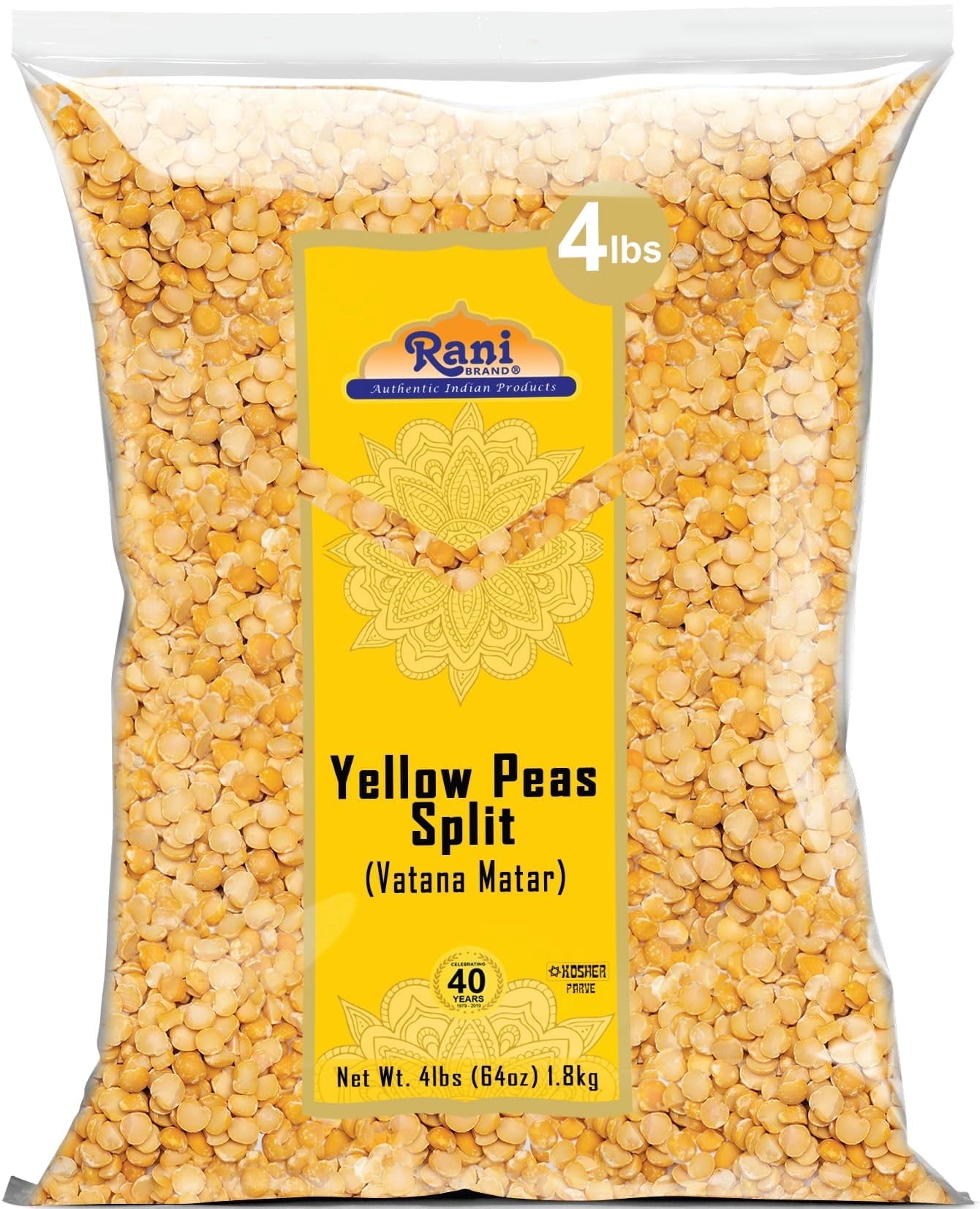 Rani Yellow Peas Split Dried Vatana Matar 64oz 1.81kg All Natural Vegan ...