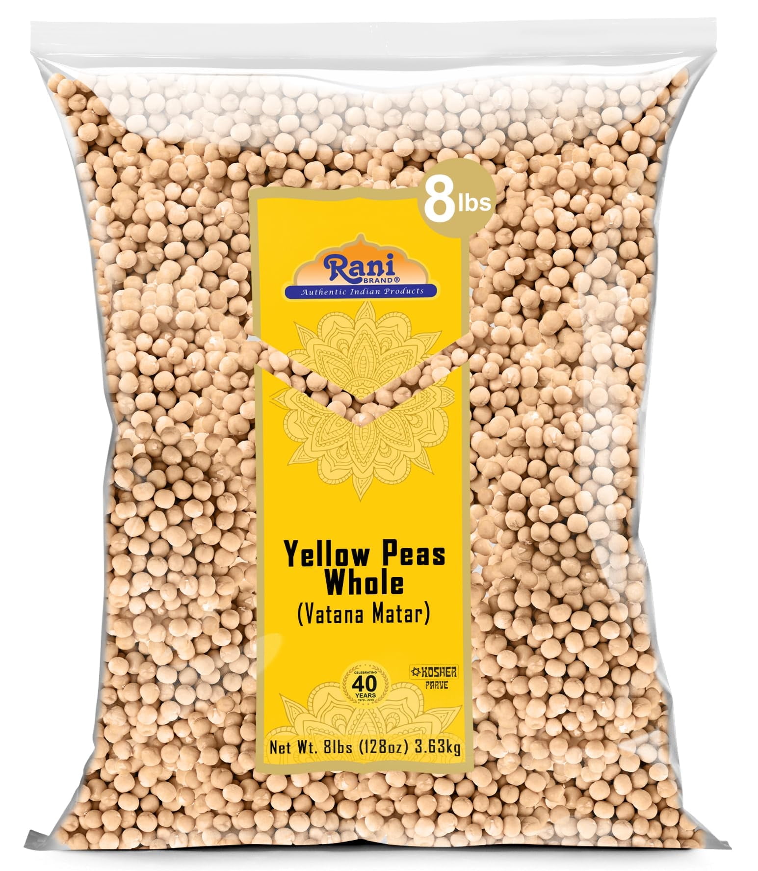 Rani Yellow Peas Whole, Dried (Vatana, Matar) 128oz (8lbs) 3.63kg Bulk ...