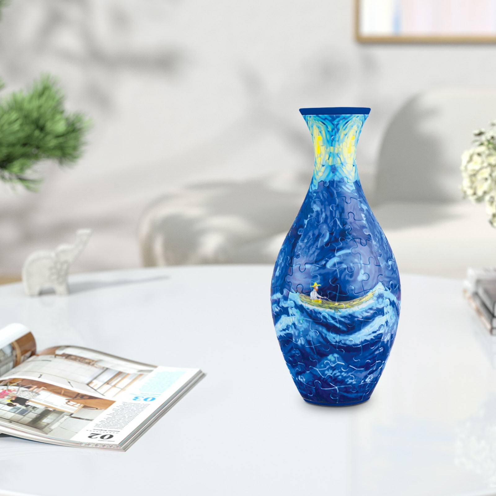 Ranliy 3D Puzzle Vase, Unique Flower Vase Made by 160 Curved Plastic ...