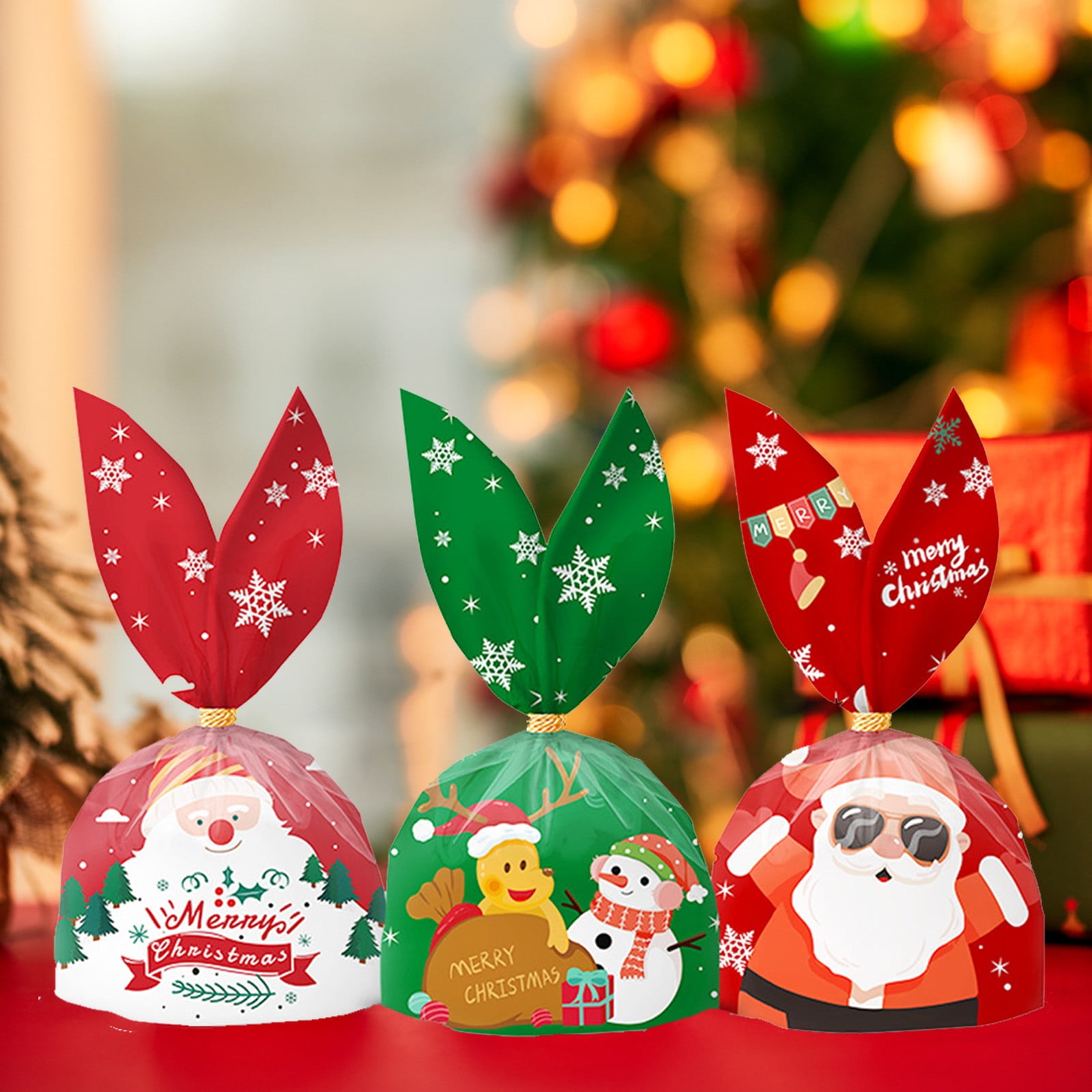 Ranliy 50 Pcs Christmas Treat Bags, Cookie Bags Goodie Bags for Holiday ...