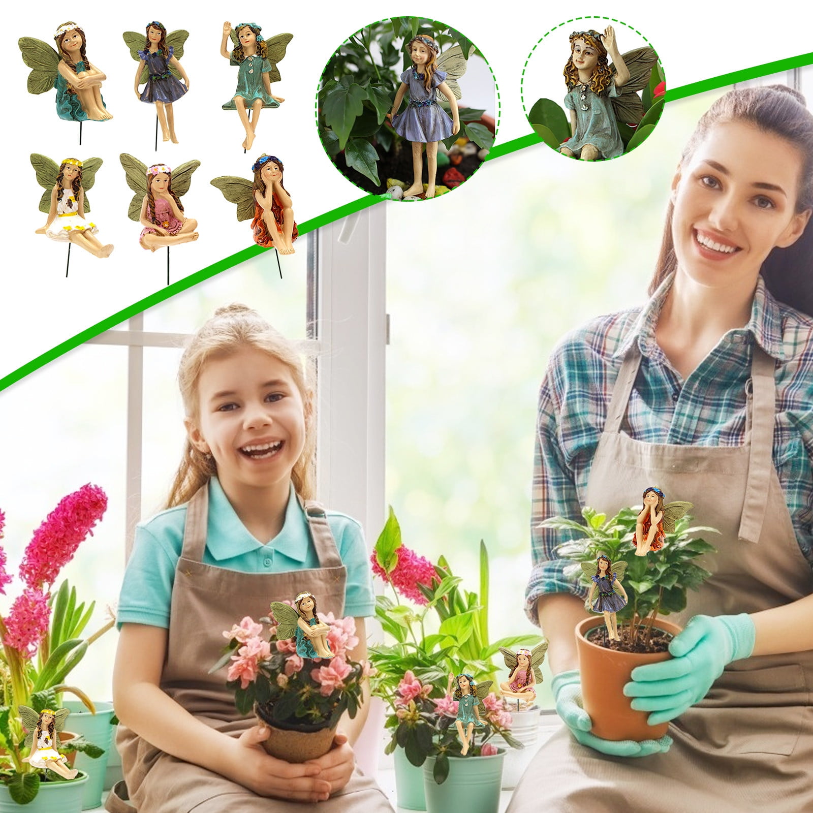 Ranliy 6-Pack Flower Fairy Pixie Fly Wing Miniatures Resin Flower Fairy ...