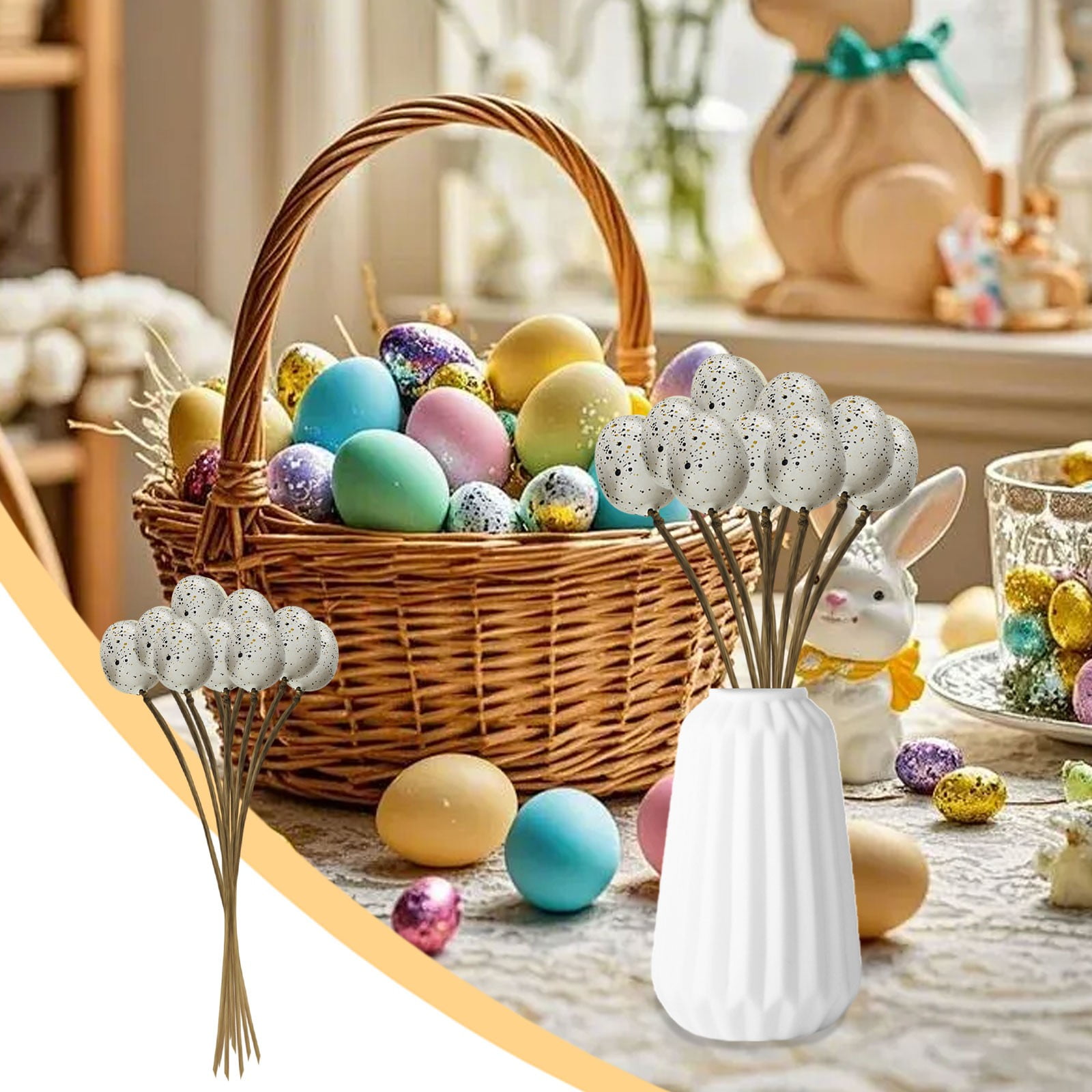 Ranliy 9 Branches/Bundles of Easter Party Decorations Eggs Bedrooms ...
