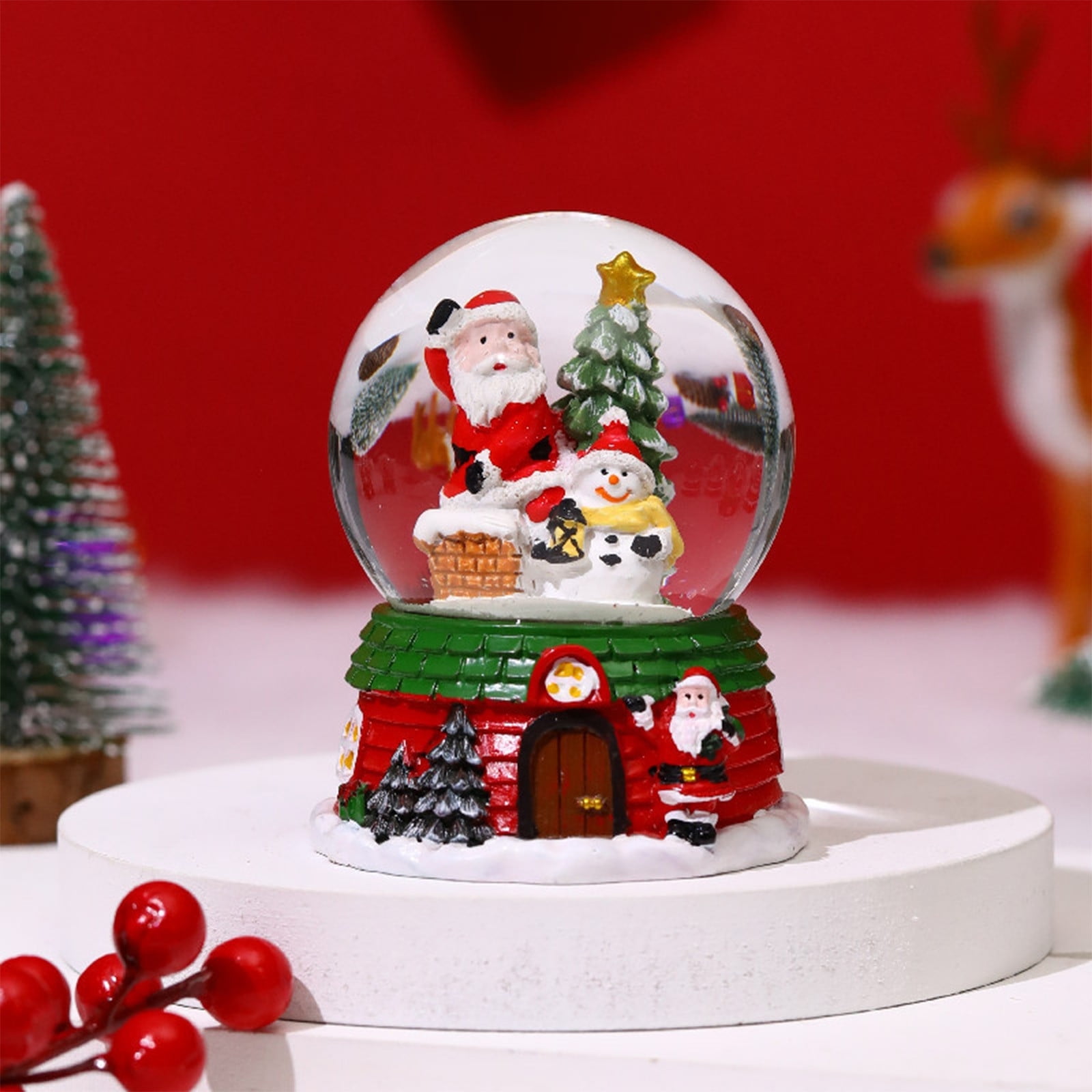 Ranliy Christmas Snow Globe, Santa Claus 3.7 Inch Resin Snow Globe ...