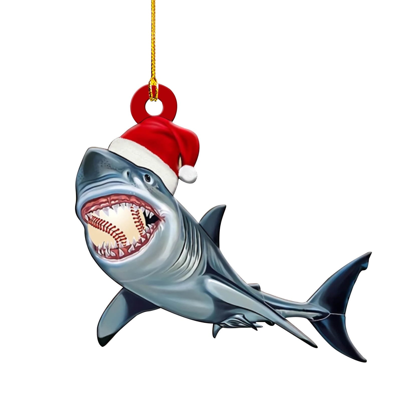 Ranliy Christmas Ornament, Shark with Santa Hat Christmas Tree Ornament ...