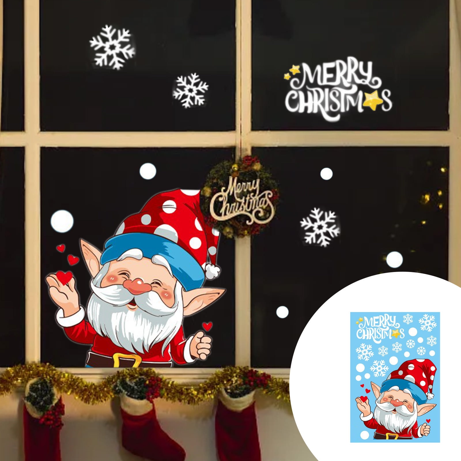 Ranliy Christmas Snowflake Window Clings Stickers for Glass, Xmas ...