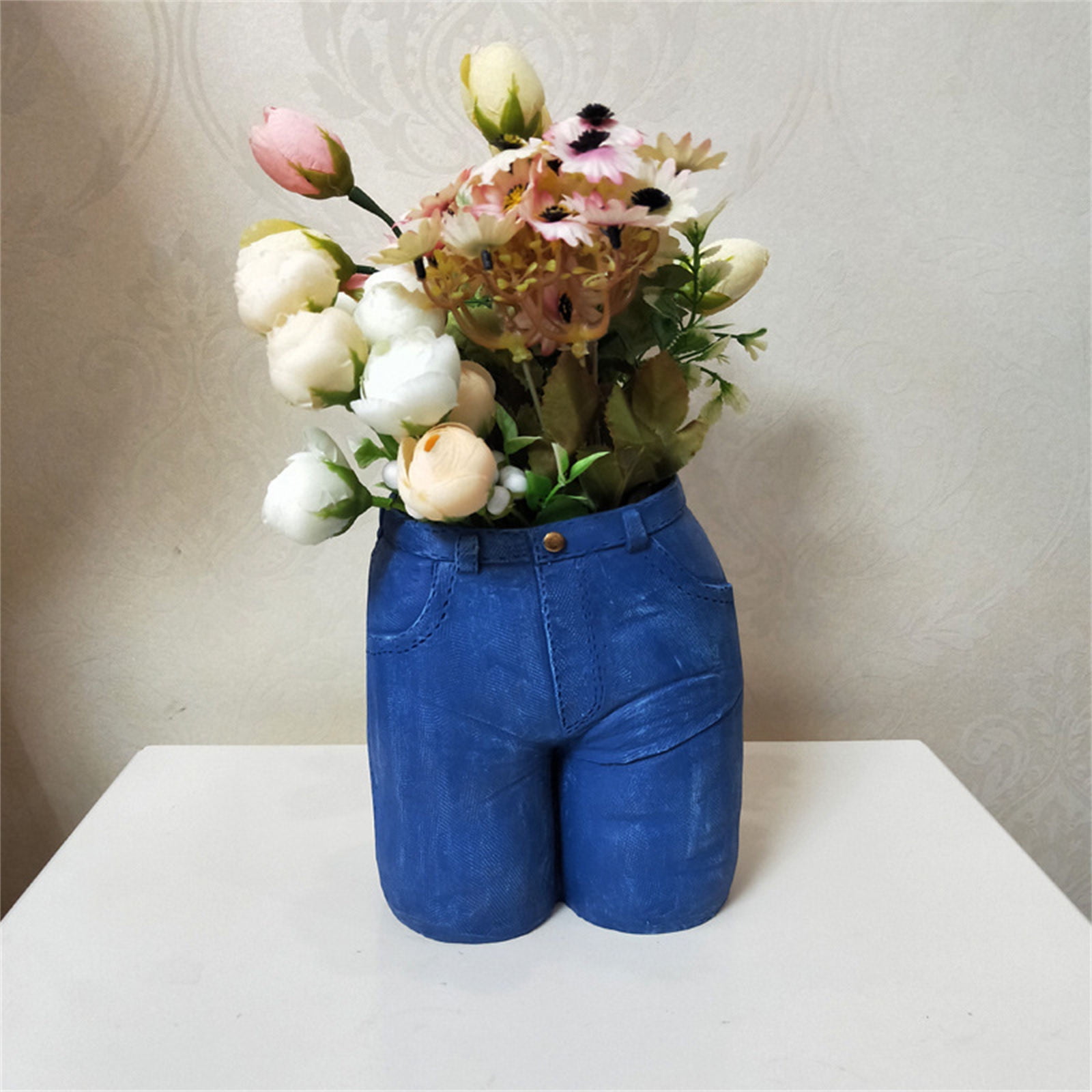 Ranliy Creative Denim Pants Resin Pot Belly Planter, Flower Planting ...