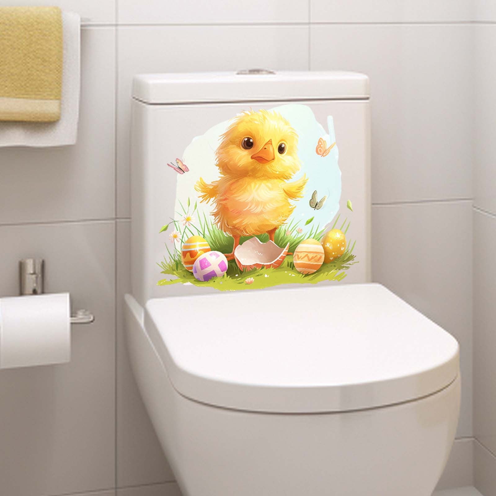 Ranliy Cute Bunny Flower Butterfly Toilet Stickers, Rabbit Toilet Lid ...