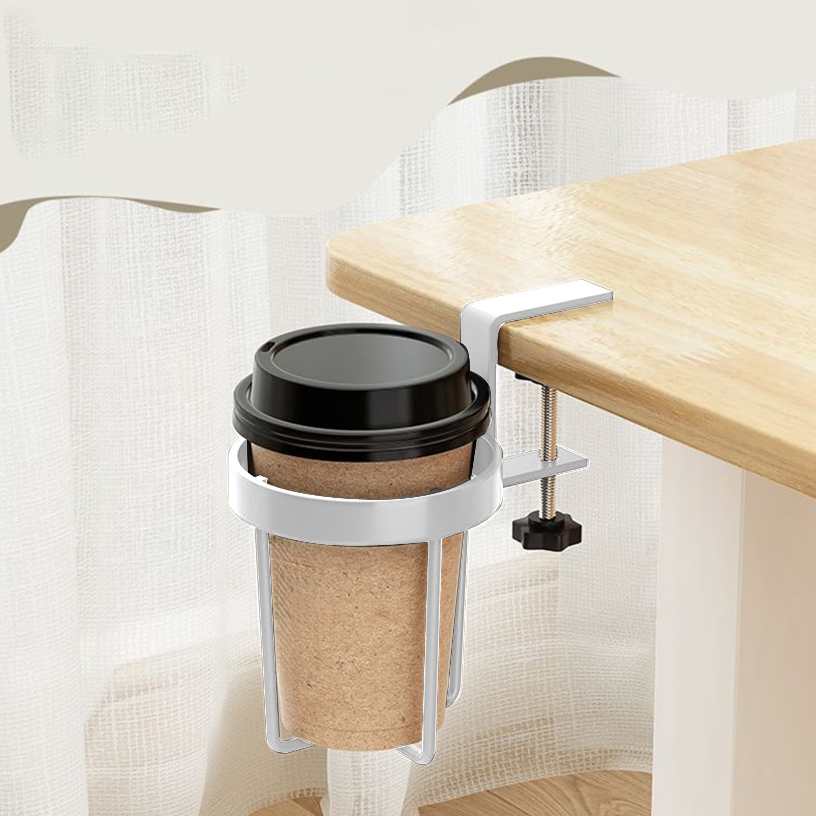 Ranliy Desk Cup Holder Clamp Cup Holder for Table, Anti-Spill Table Cup ...